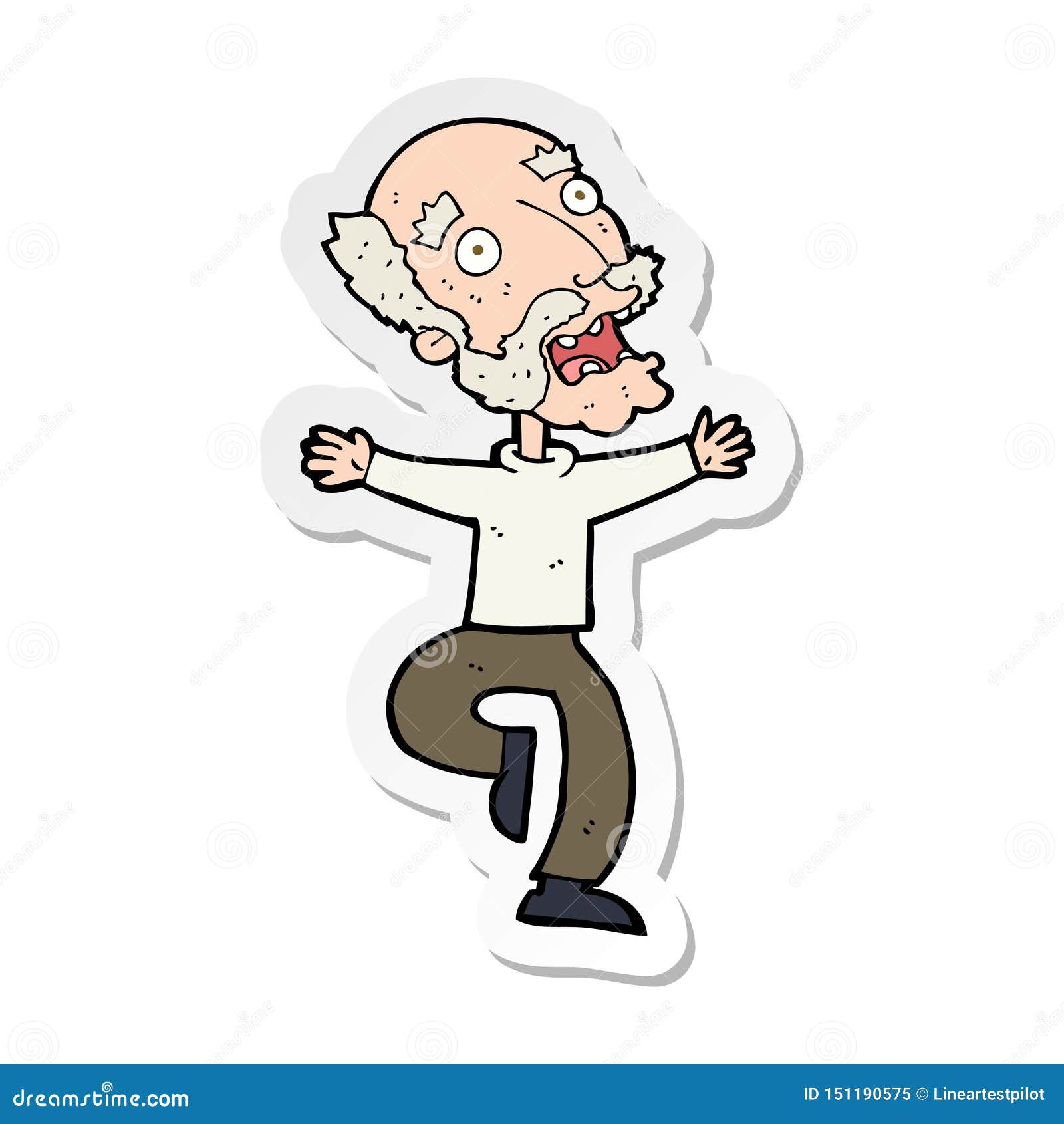 A Creative Sticker of a Cartoon Old Man Having a Fright Stock Vector ...