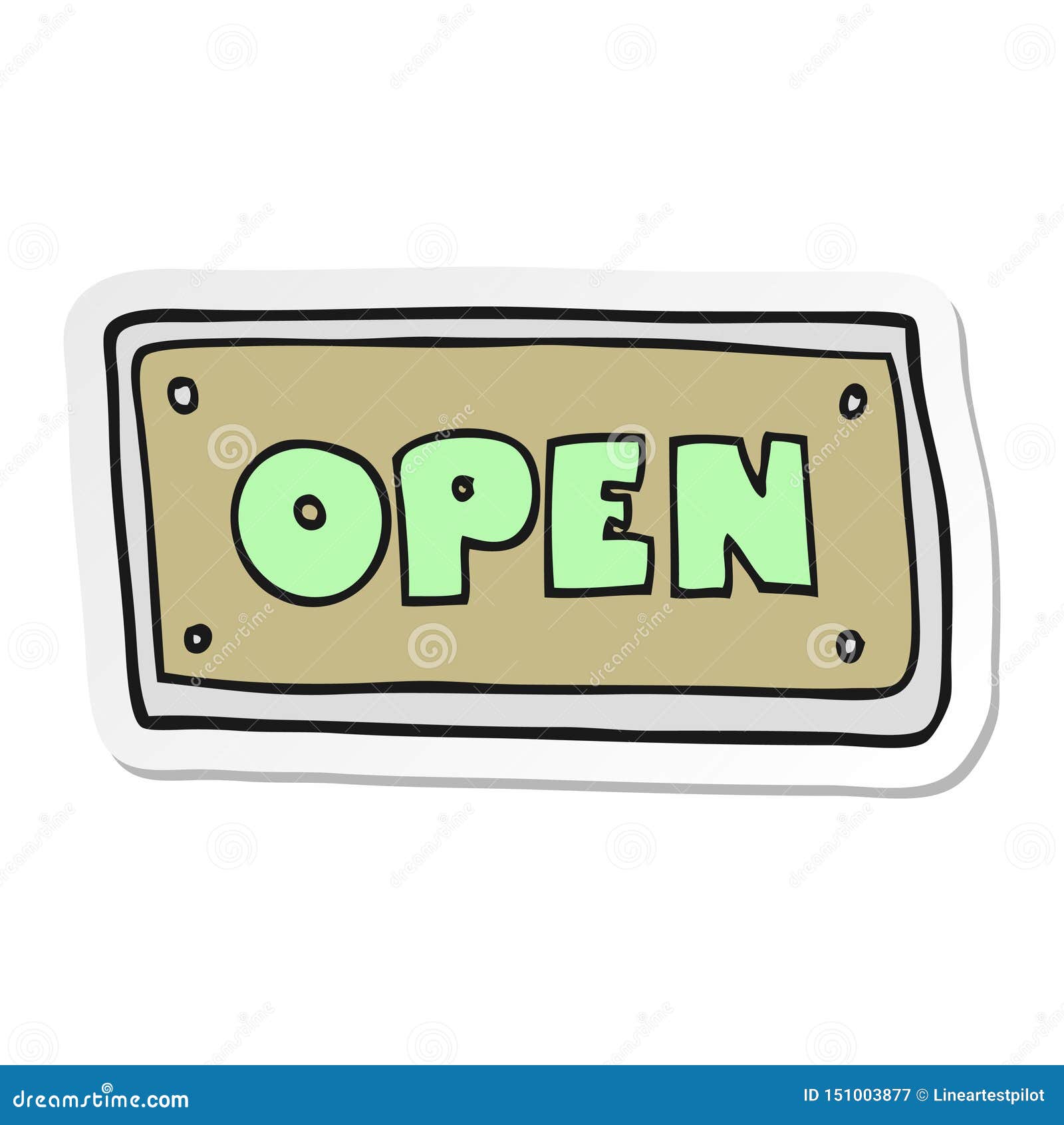 A Creative Sticker of a Cartoon Open Sign Stock Vector - Illustration ...