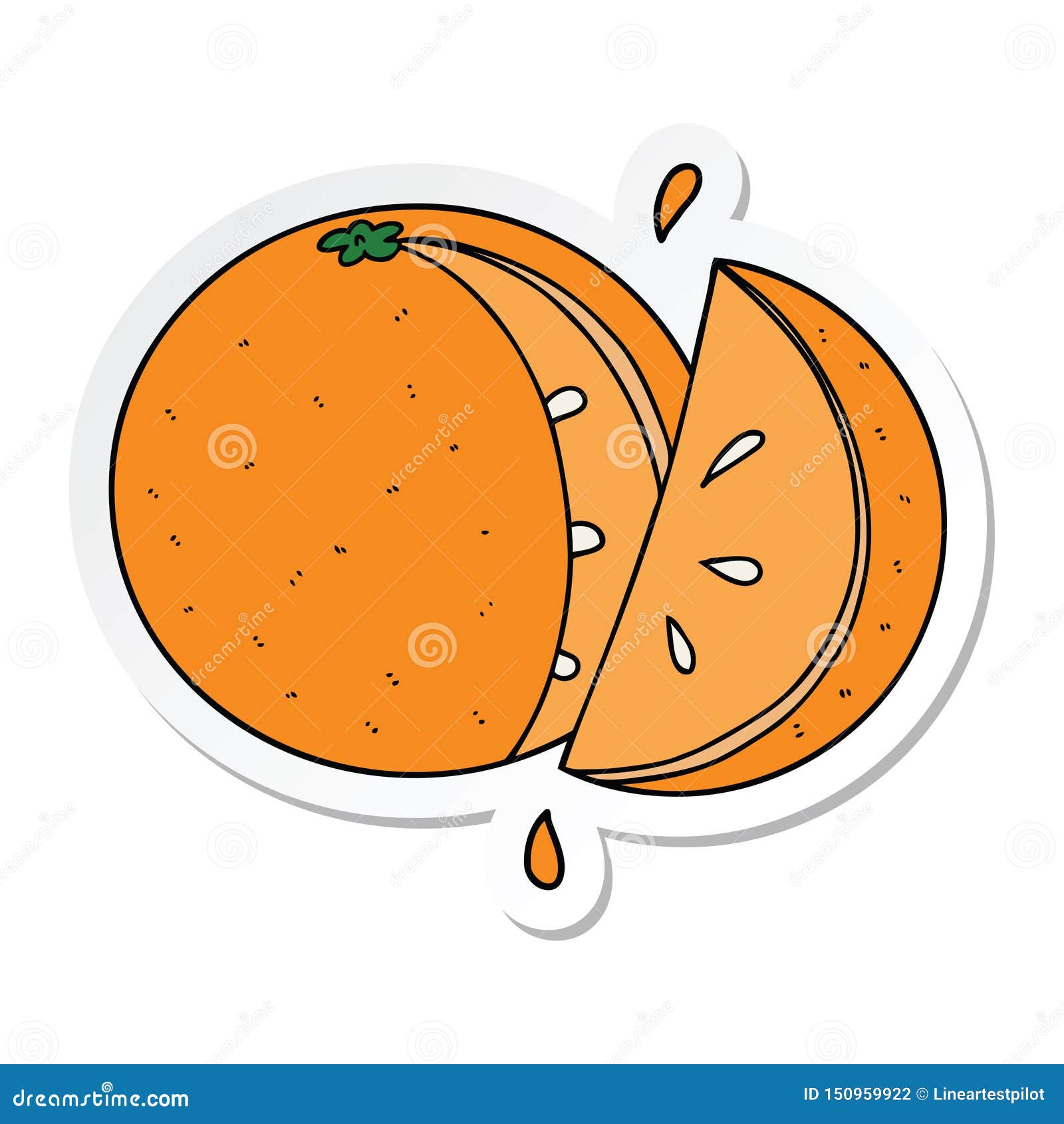 A Creative Sticker of a Cartoon Orange Slice Stock Vector ...