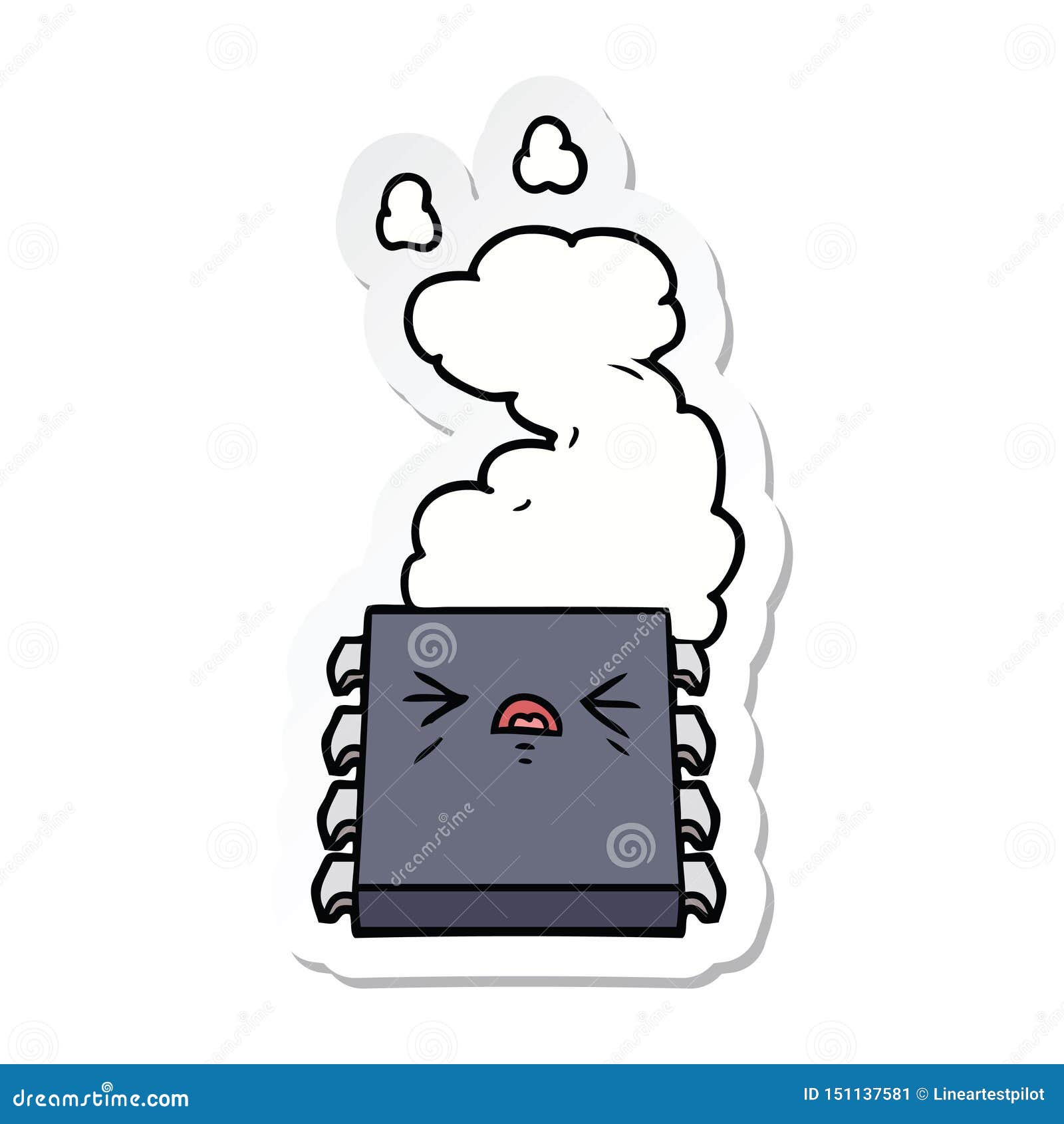 A Creative Sticker of a Cartoon Overheating Computer Chip Stock Vector ...