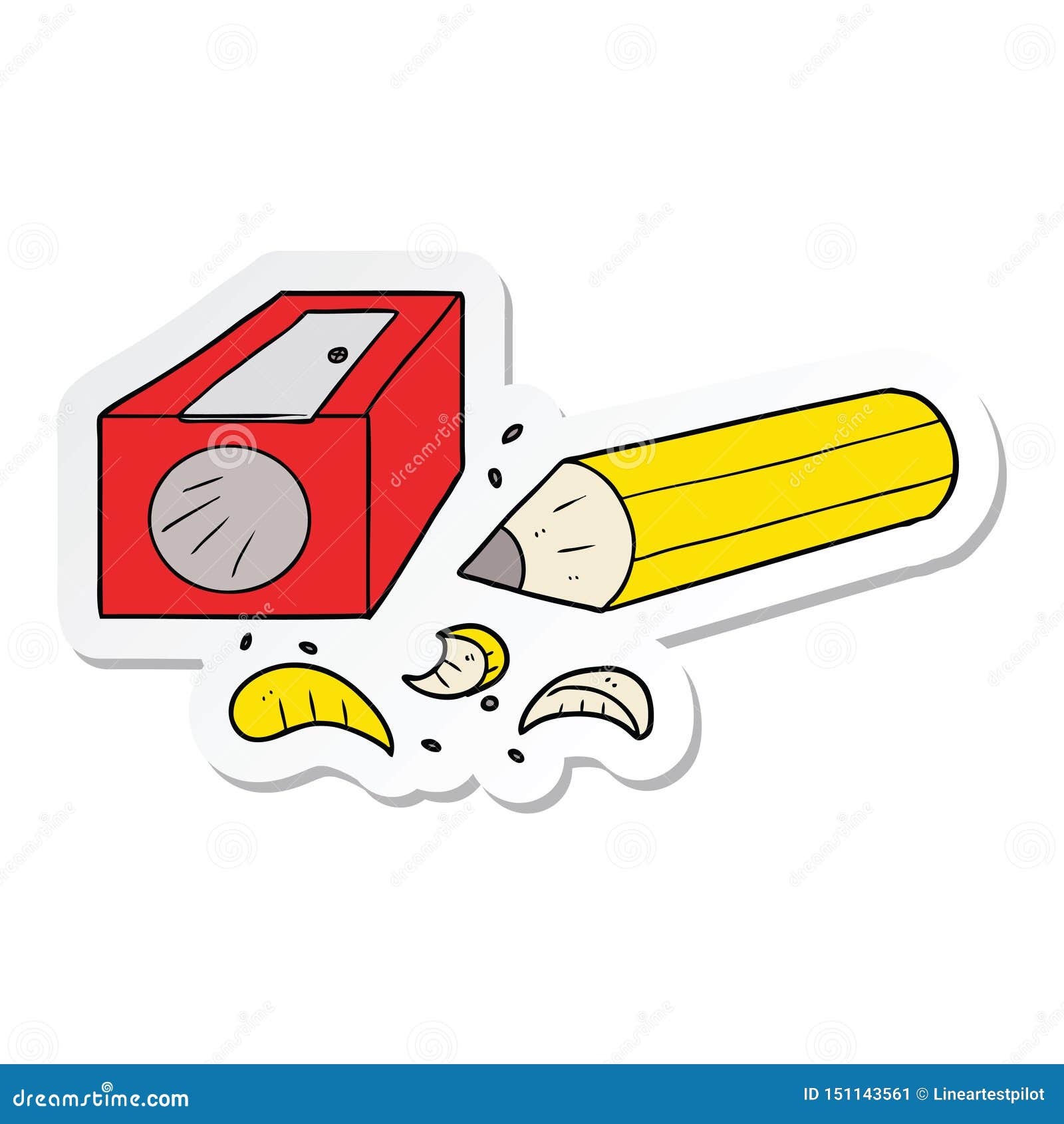 A Creative Sticker of a Cartoon Pencil and Sharpener Stock Vector ...