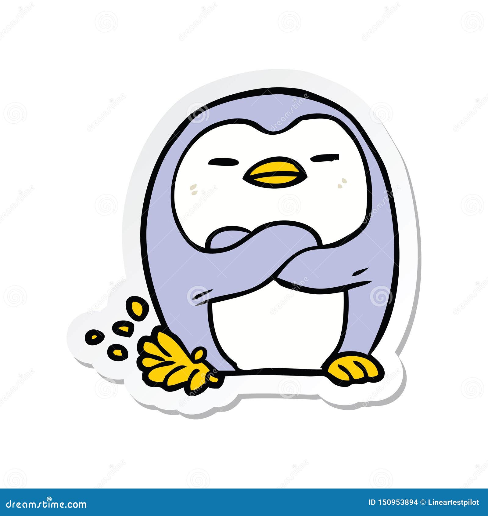 A Creative Sticker of a Cartoon Penguin Tapping Foot Stock Vector ...