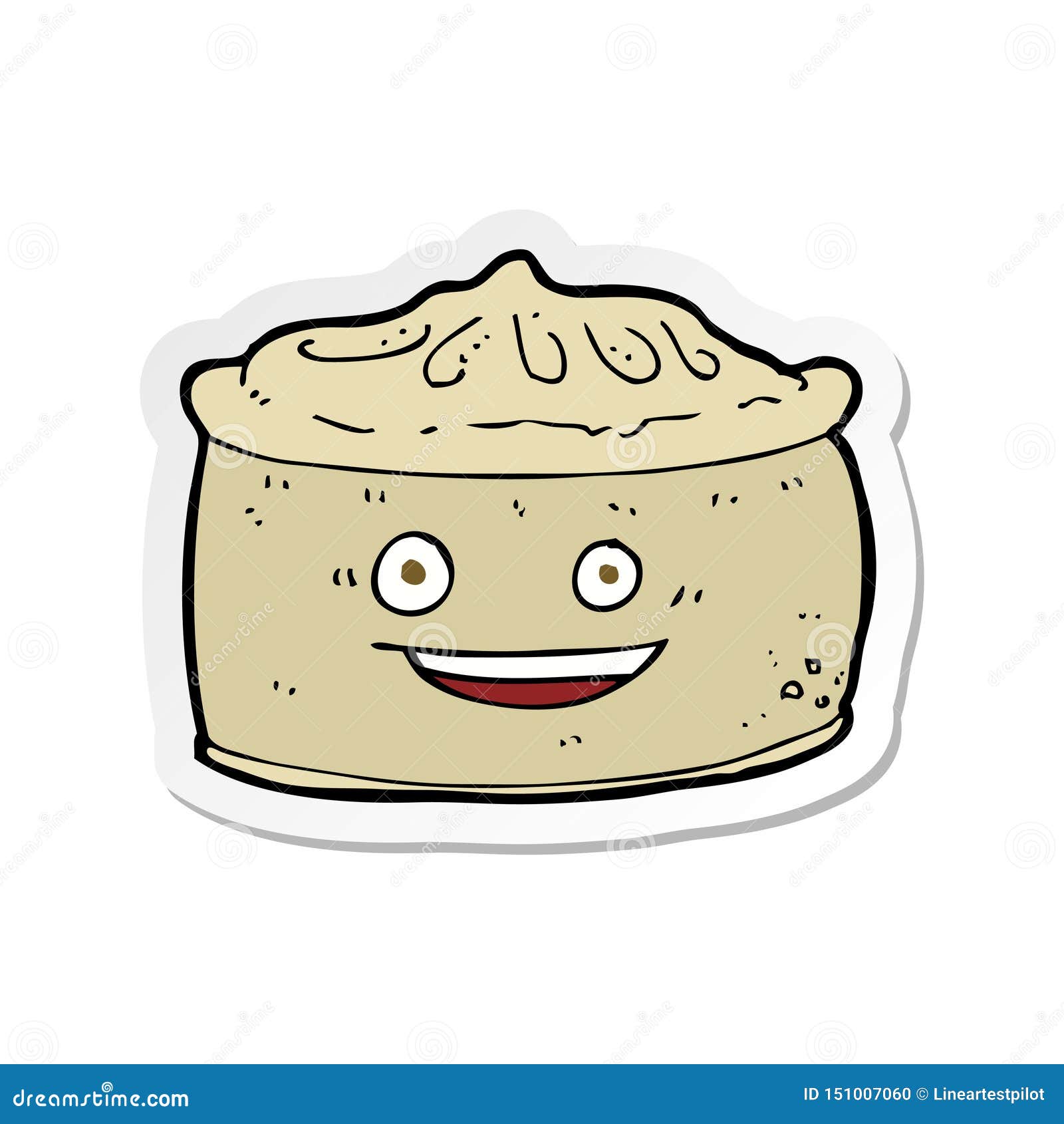 A Creative Sticker of a Cartoon Pie with Face Stock Vector ...
