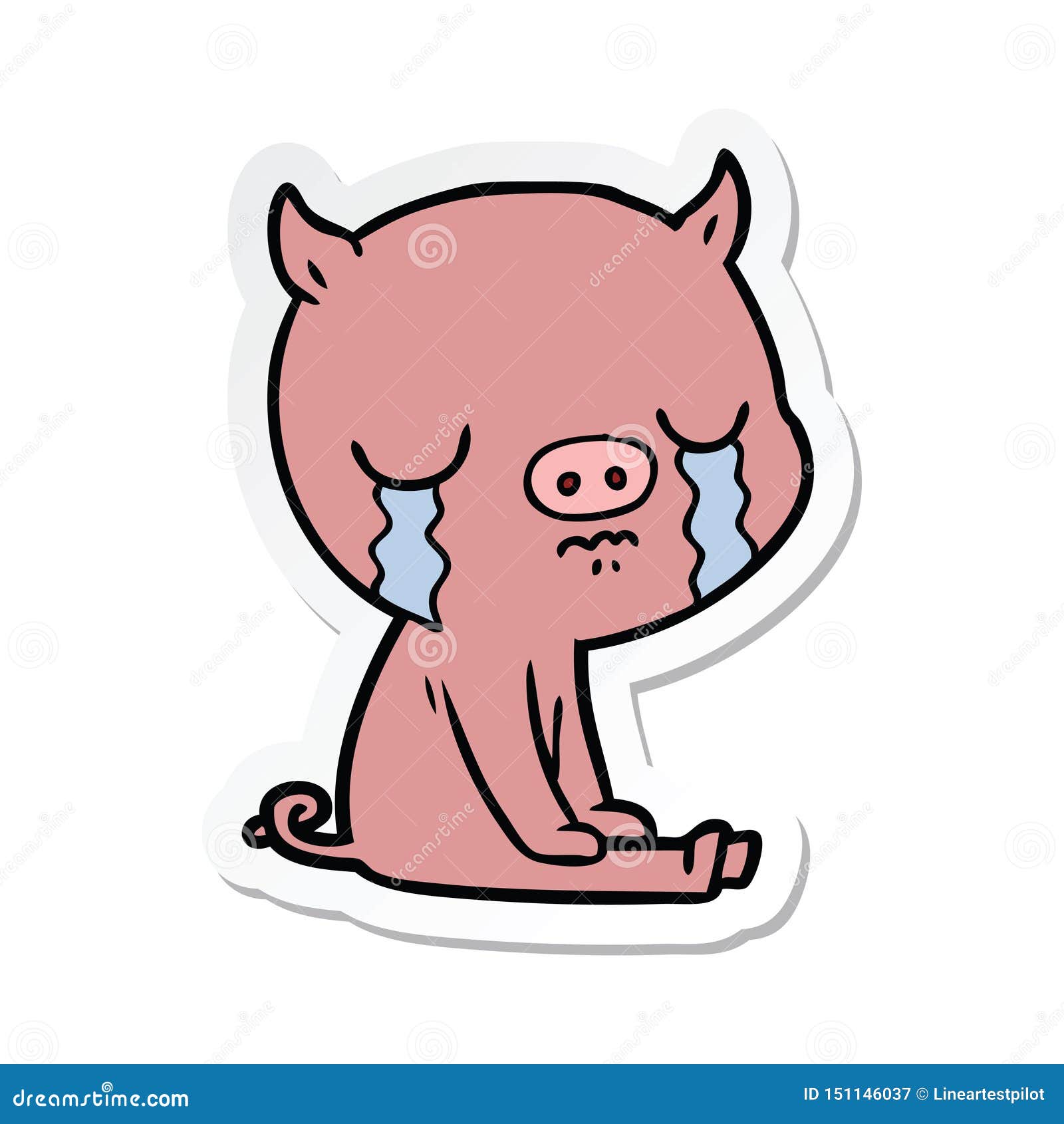 A Creative Sticker of a Cartoon Pig Crying Stock Vector - Illustration ...