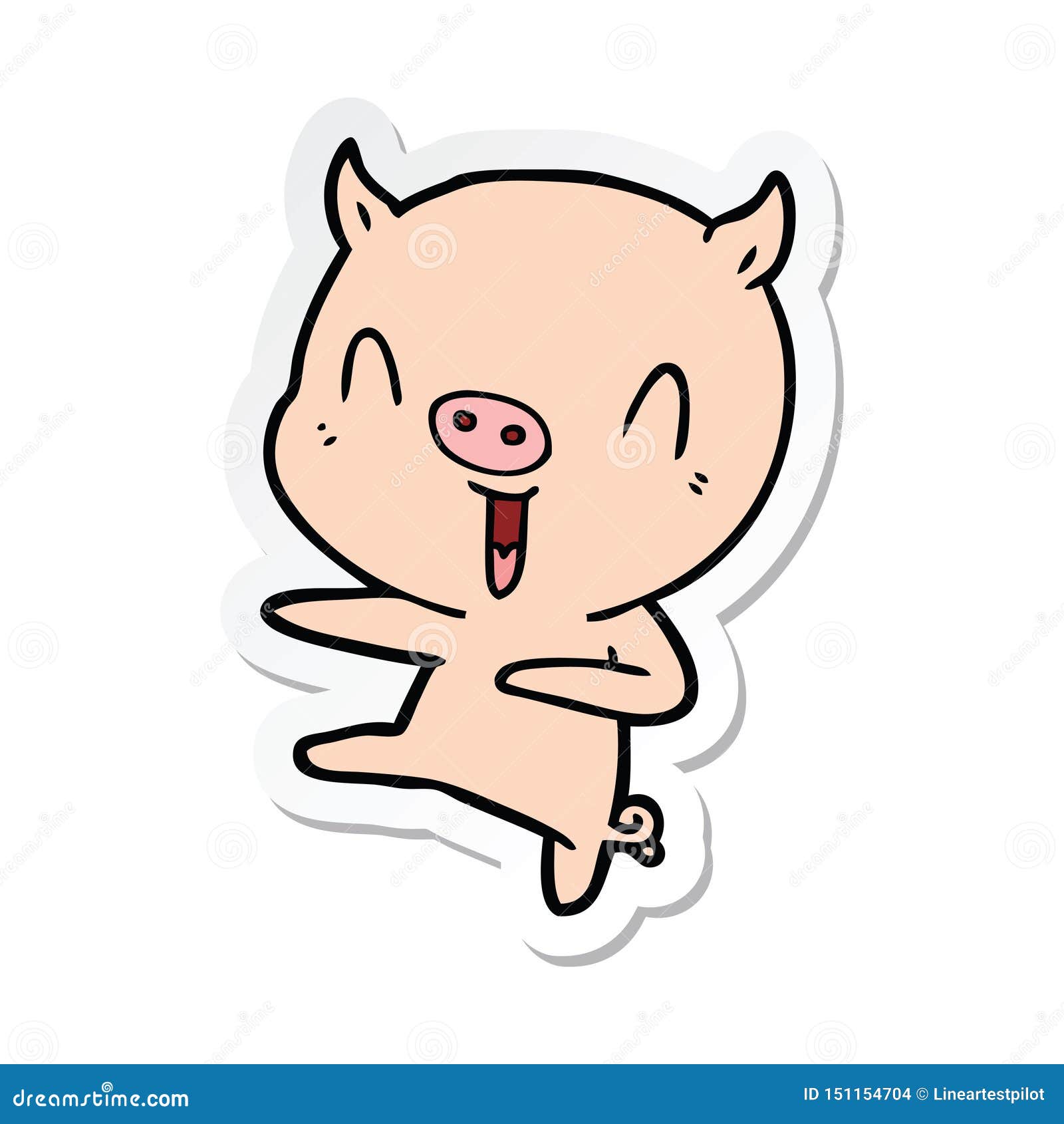 A Creative Sticker of a Cartoon Pig Dancing Stock Vector - Illustration ...