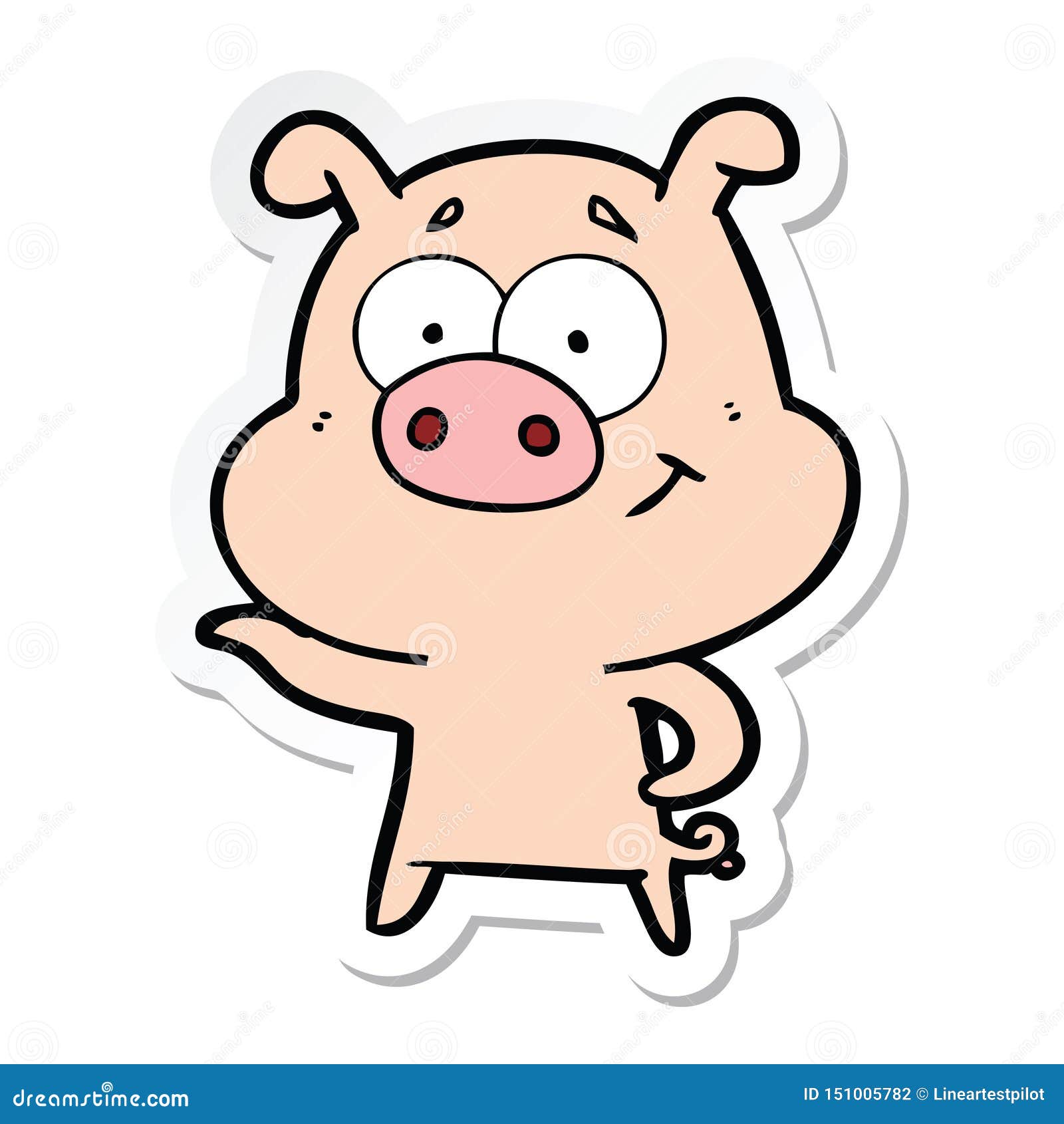 A Creative Sticker of a Cartoon Pig Pointing Stock Vector ...