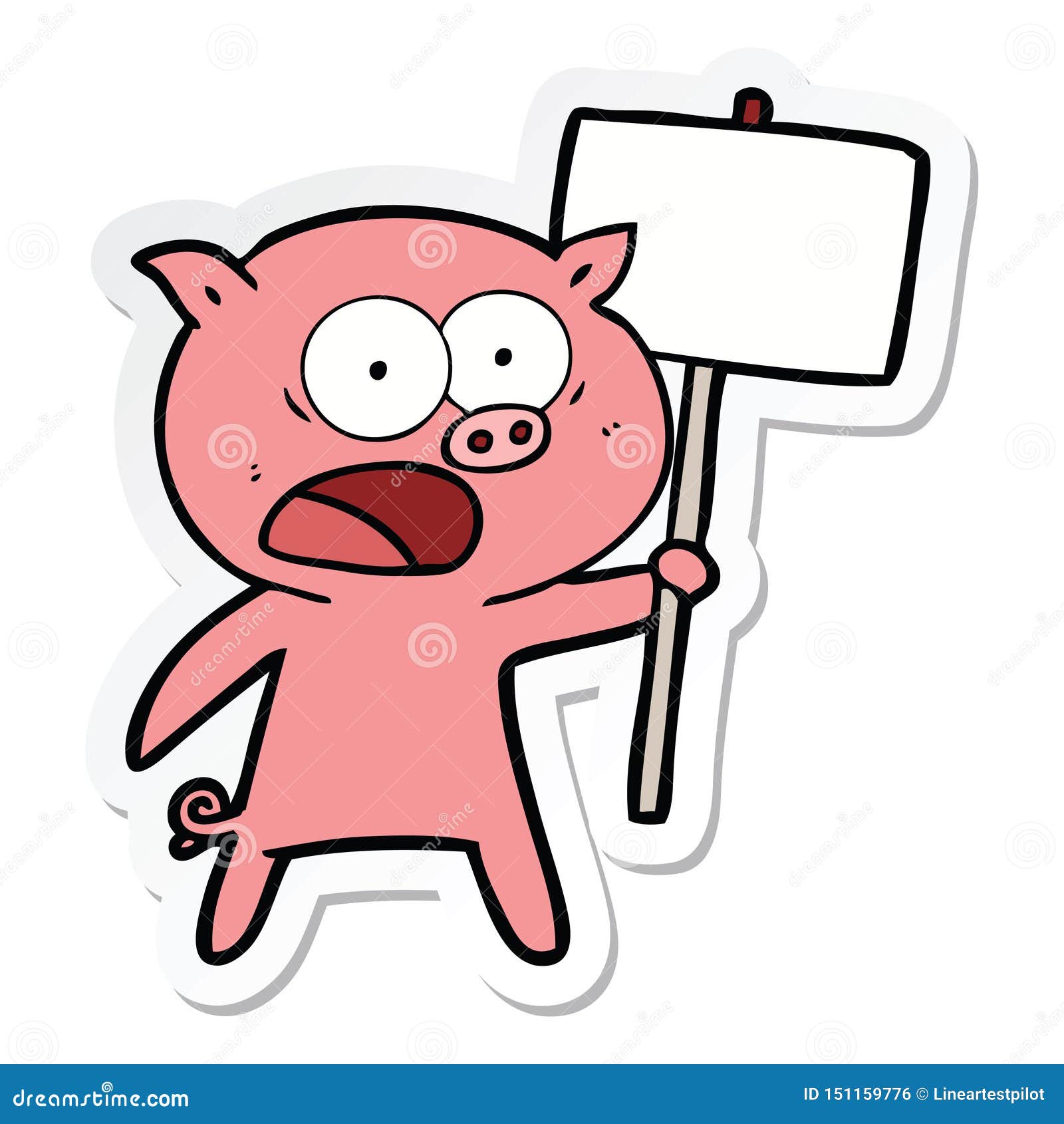 A Creative Sticker of a Cartoon Pig Protesting Stock Vector ...