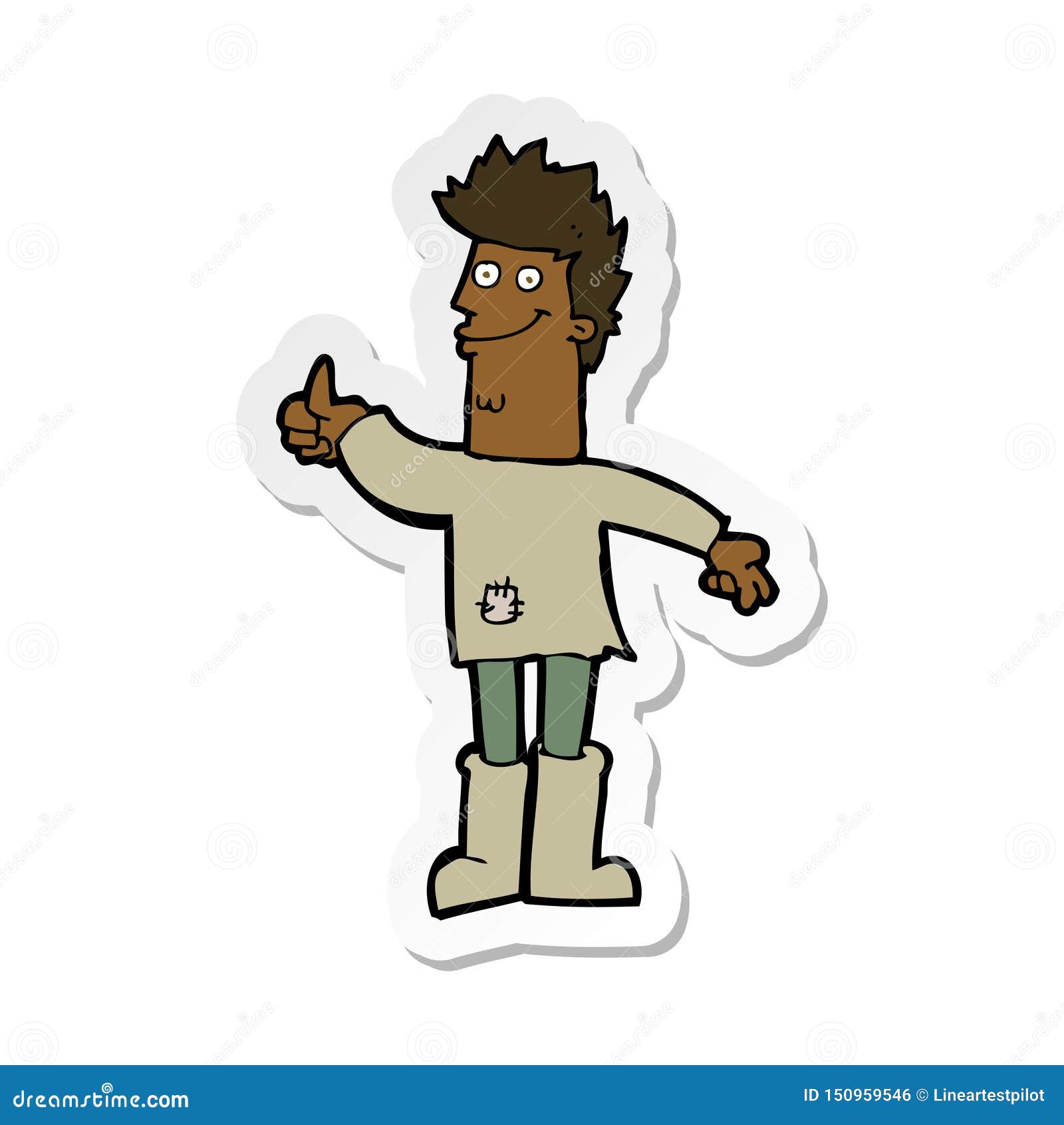 A Creative Sticker of a Cartoon Positive Thinking Man in Rags Stock ...