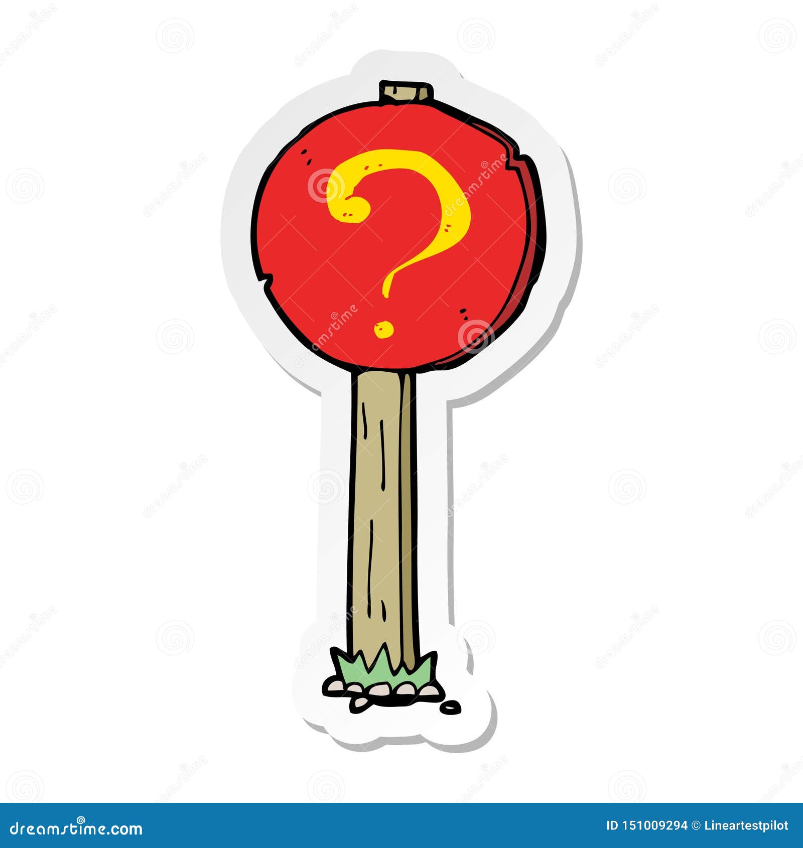 A Creative Sticker of a Cartoon Question Mark Sign Post Stock Vector ...