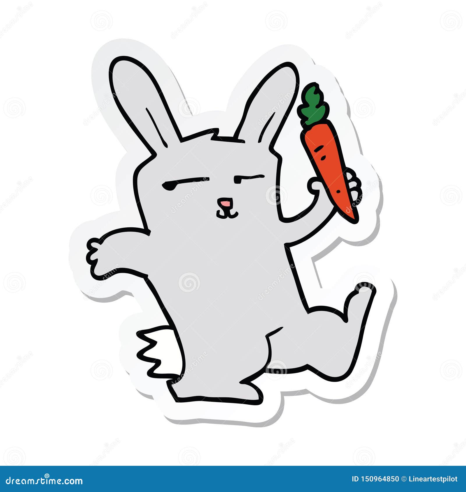A Creative Sticker of a Cartoon Rabbit with Carrot Stock Vector ...