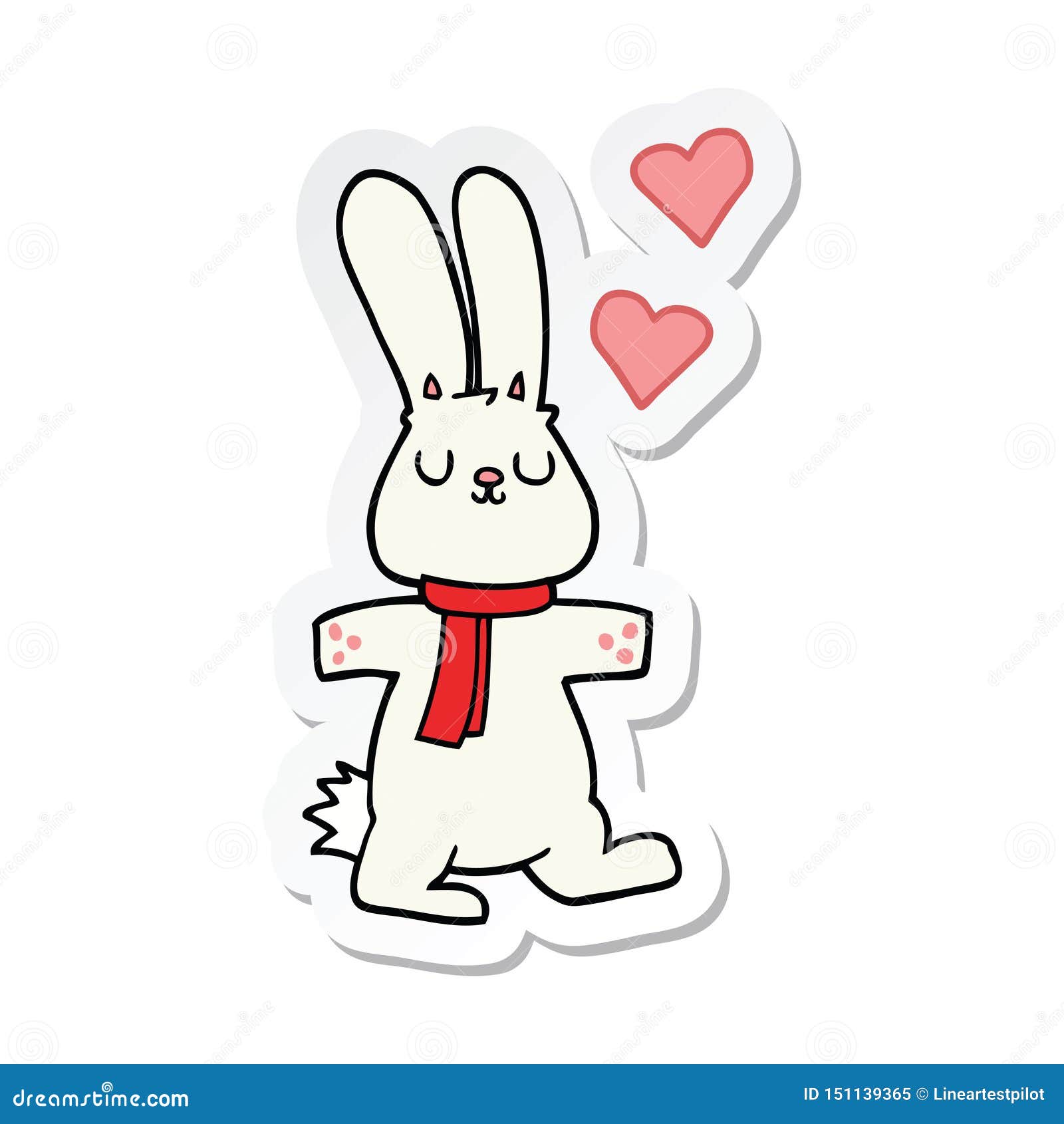 A Creative Sticker of a Cartoon Rabbit in Love Stock Vector ...