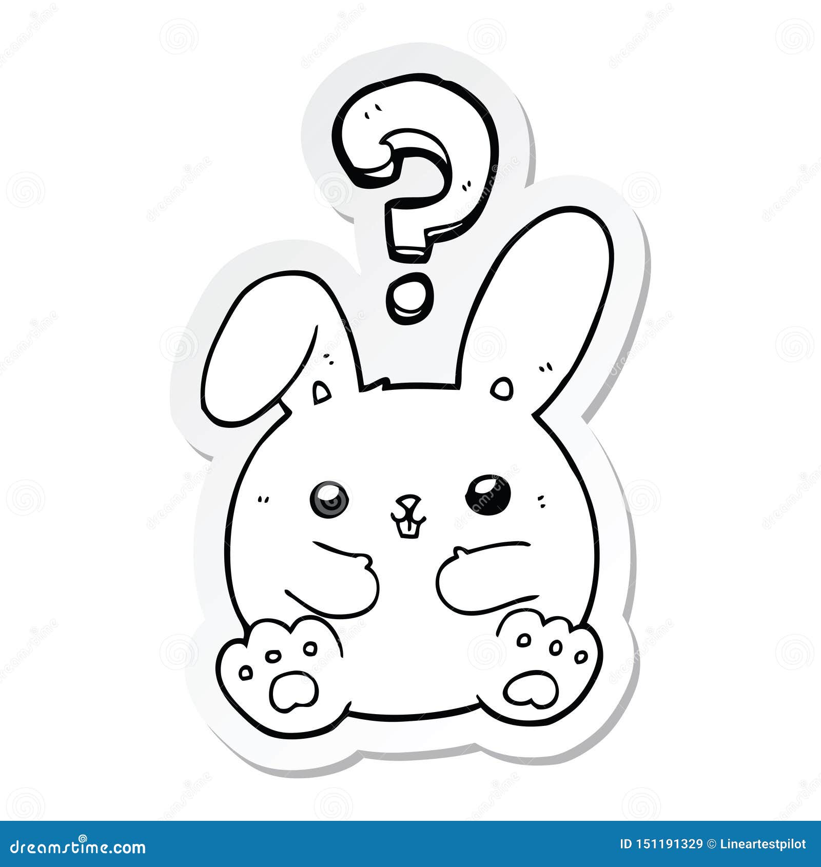 A Creative Sticker of a Cartoon Rabbit with Question Mark Stock Vector ...
