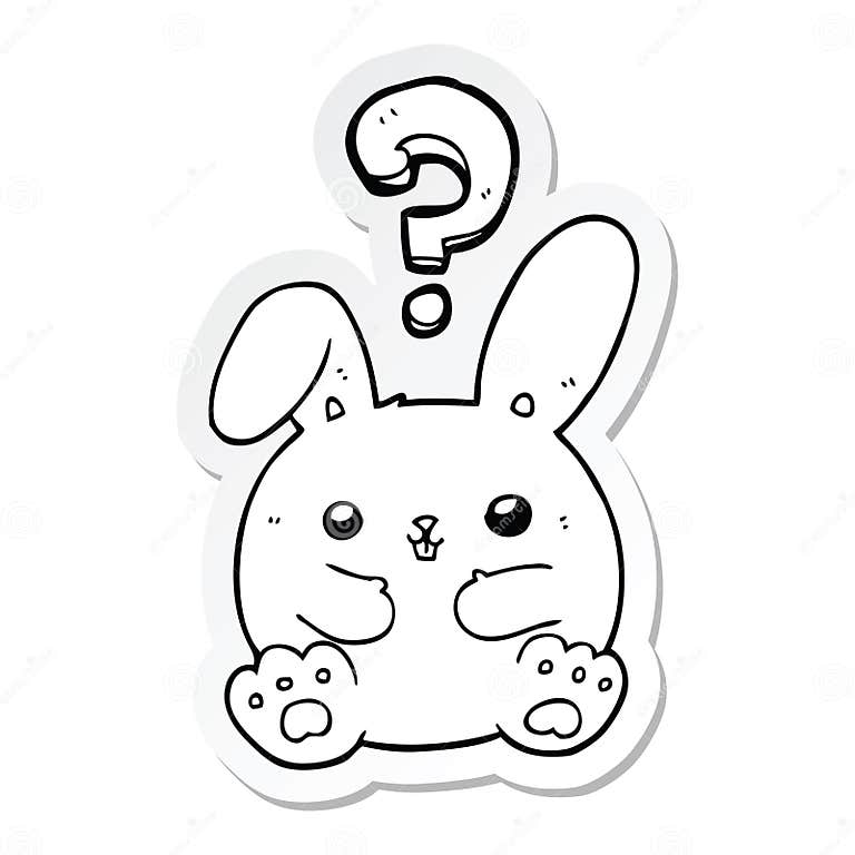 A Creative Sticker of a Cartoon Rabbit with Question Mark Stock Vector ...