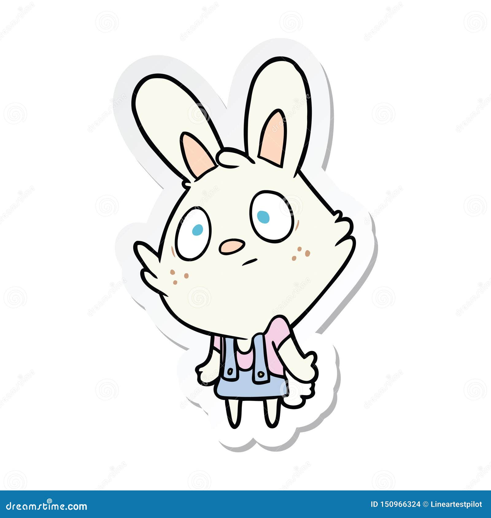 A Creative Sticker of a Cartoon Rabbit Shrugging Shoulders Stock Vector ...