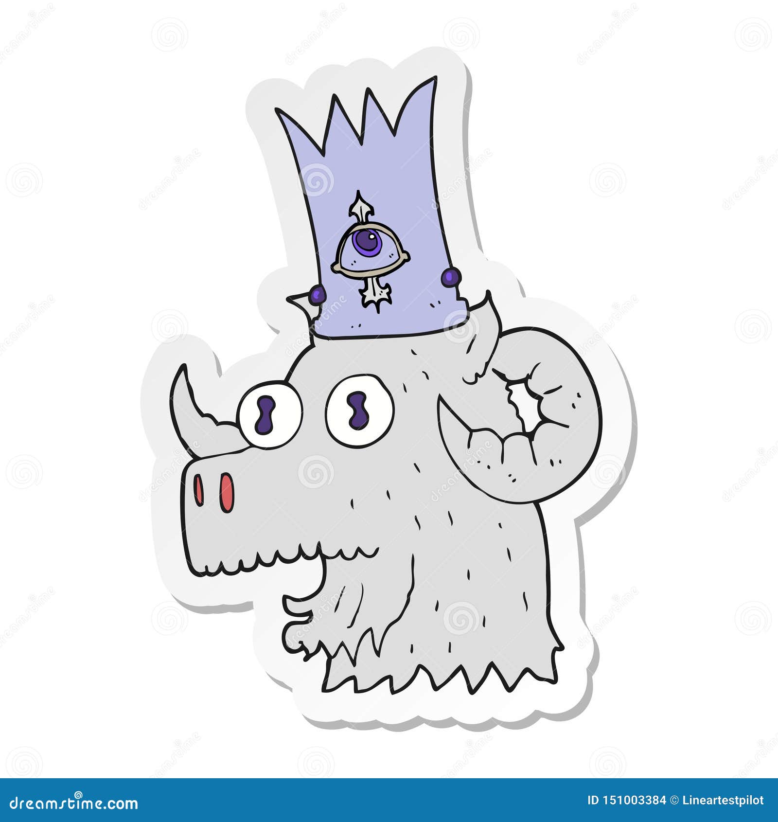 A Creative Sticker of a Cartoon Ram Head with Magical Crown Stock ...