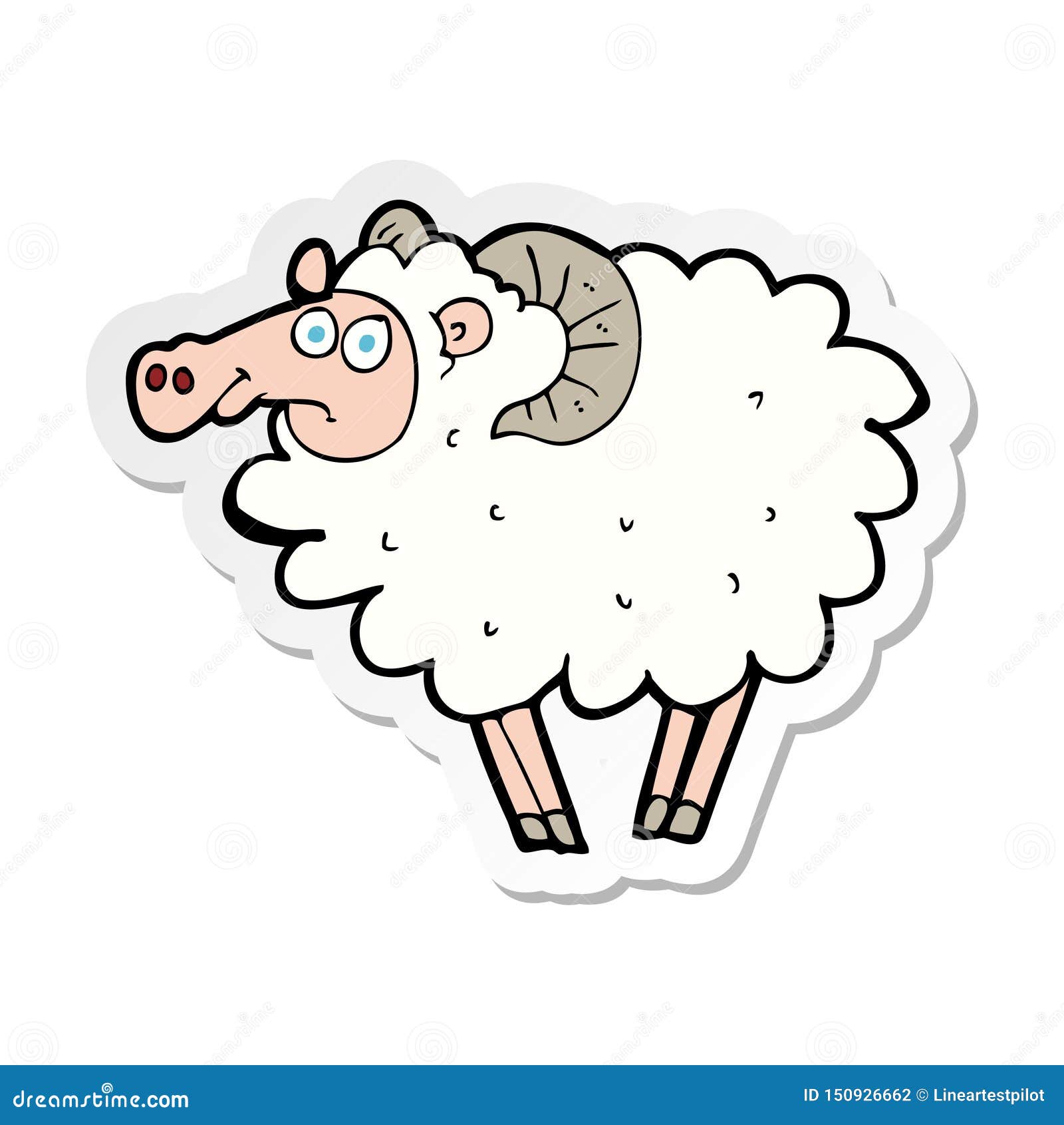 A Creative Sticker of a Cartoon Ram Stock Vector - Illustration of line ...