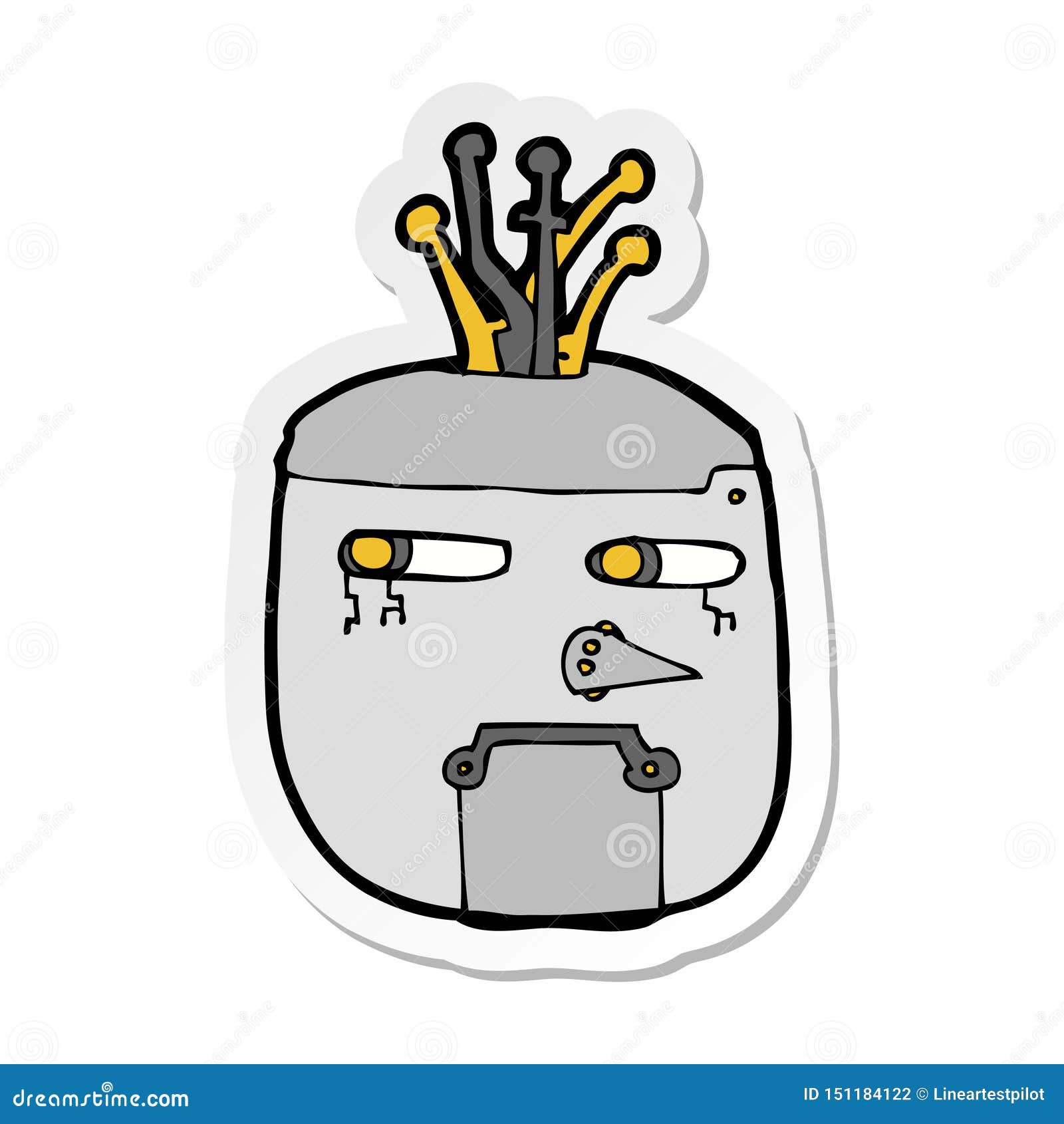 A Creative Sticker of a Cartoon Robot Head Stock Vector - Illustration ...