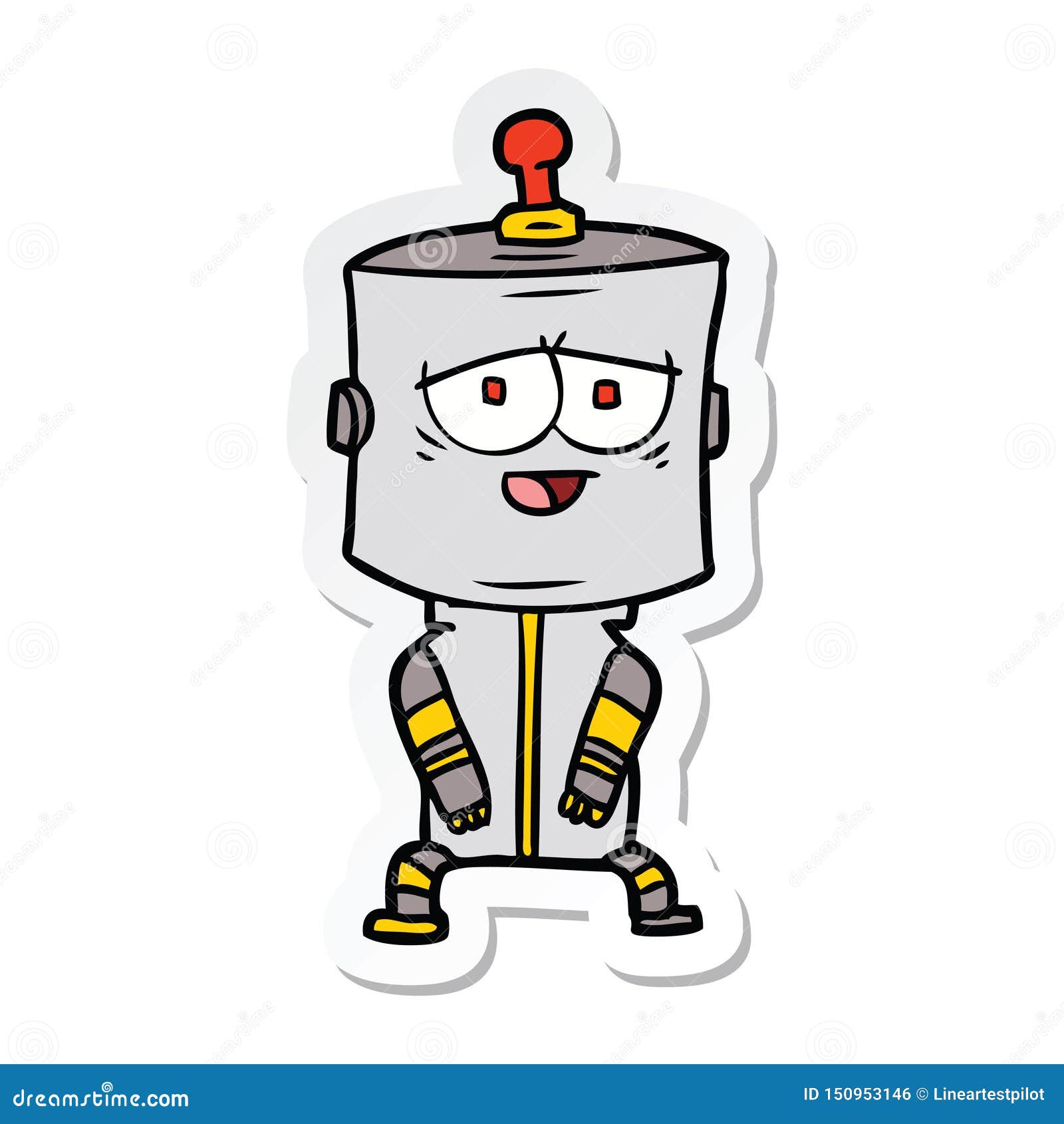 A Creative Sticker of a Cartoon Robot Stock Vector - Illustration of ...