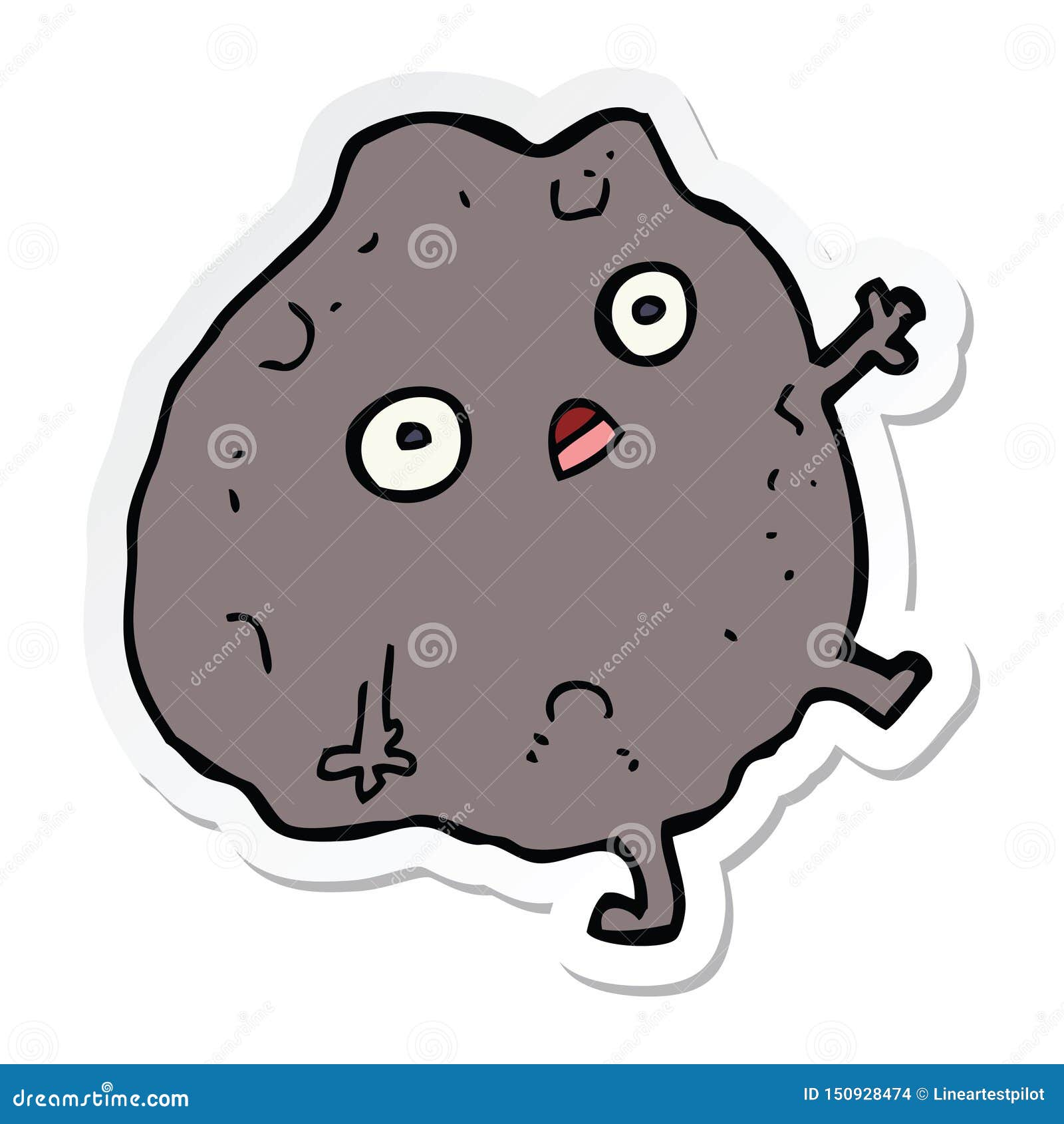 A Creative Sticker of a Cartoon Rock Falling Stock Vector ...