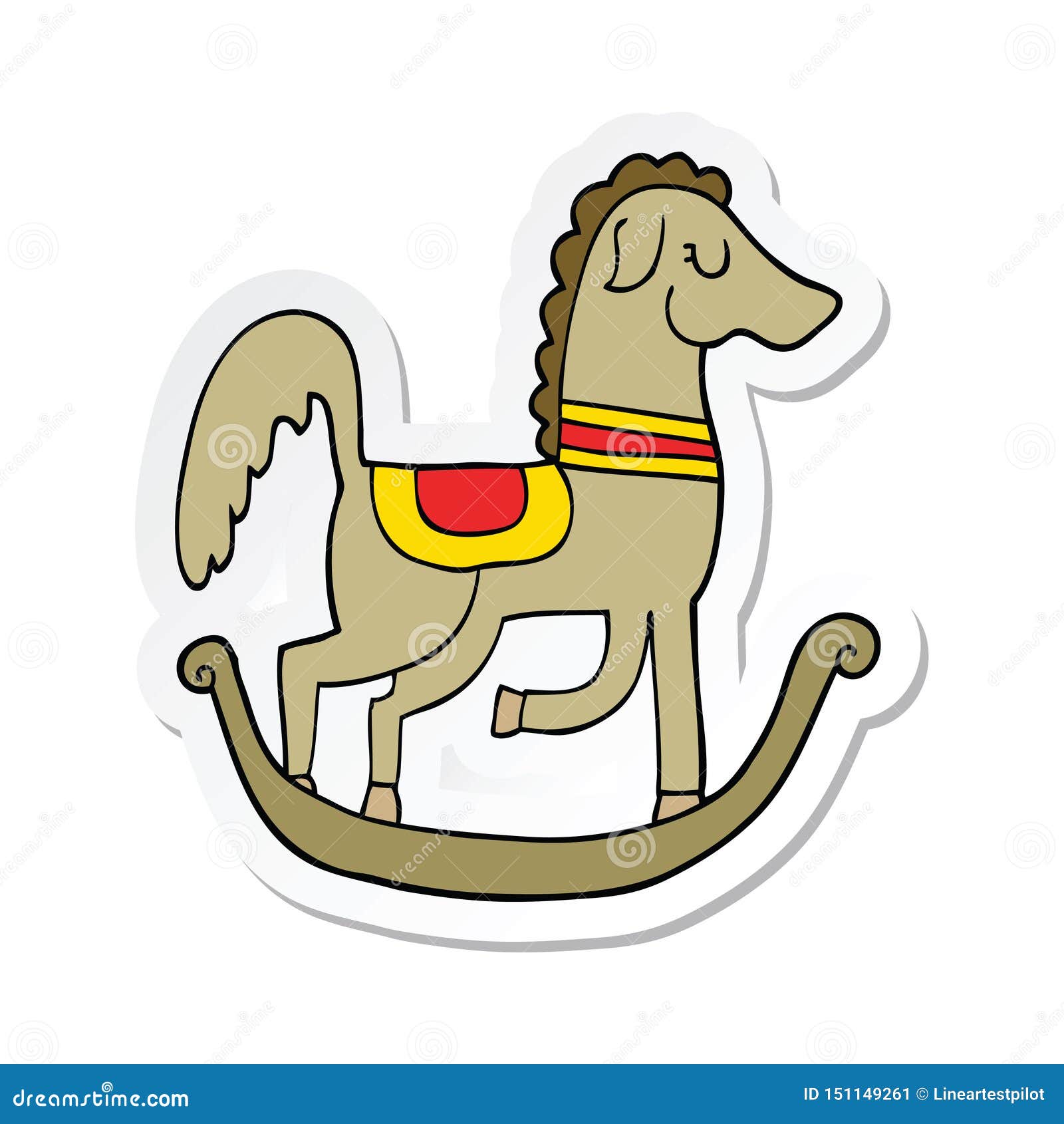 A Creative Sticker of a Cartoon Rocking Horse Stock Vector ...