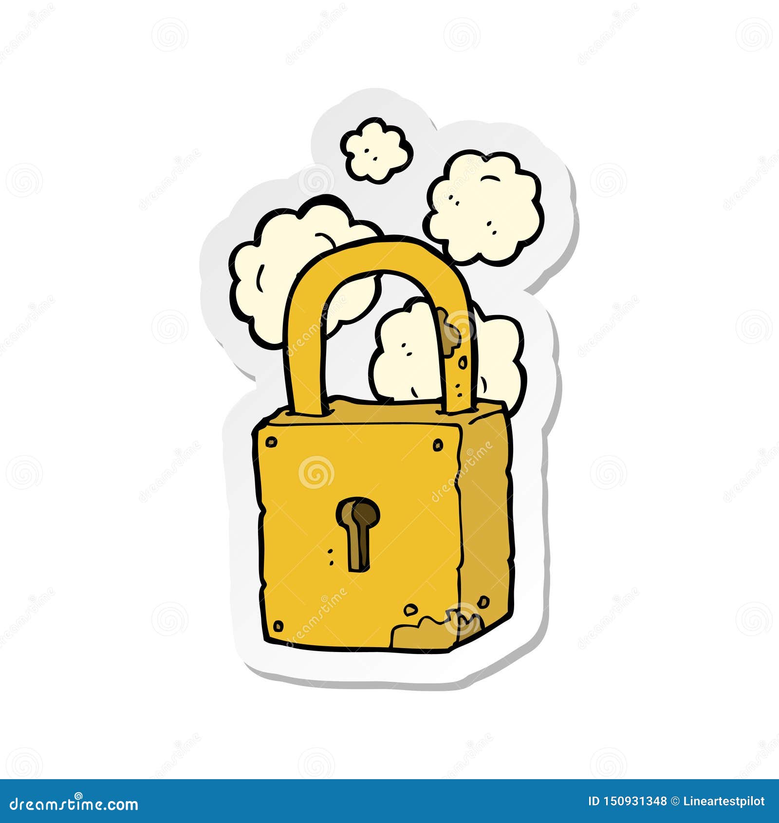 A Creative Sticker of a Cartoon Rusty Lock Stock Vector - Illustration ...