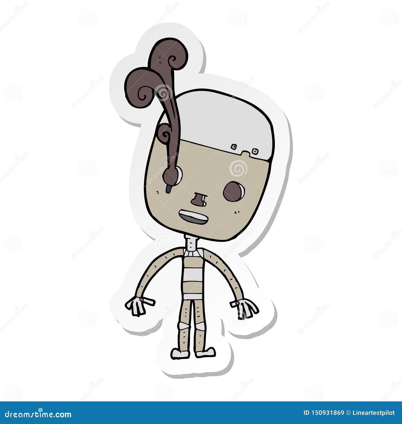 A Creative Sticker of a Cartoon Sad Robot Stock Vector - Illustration ...