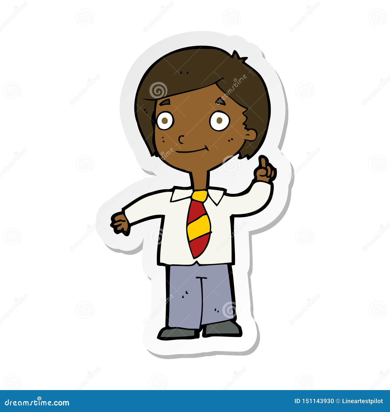 A Creative Sticker of a Cartoon School Boy Answering Question Stock ...