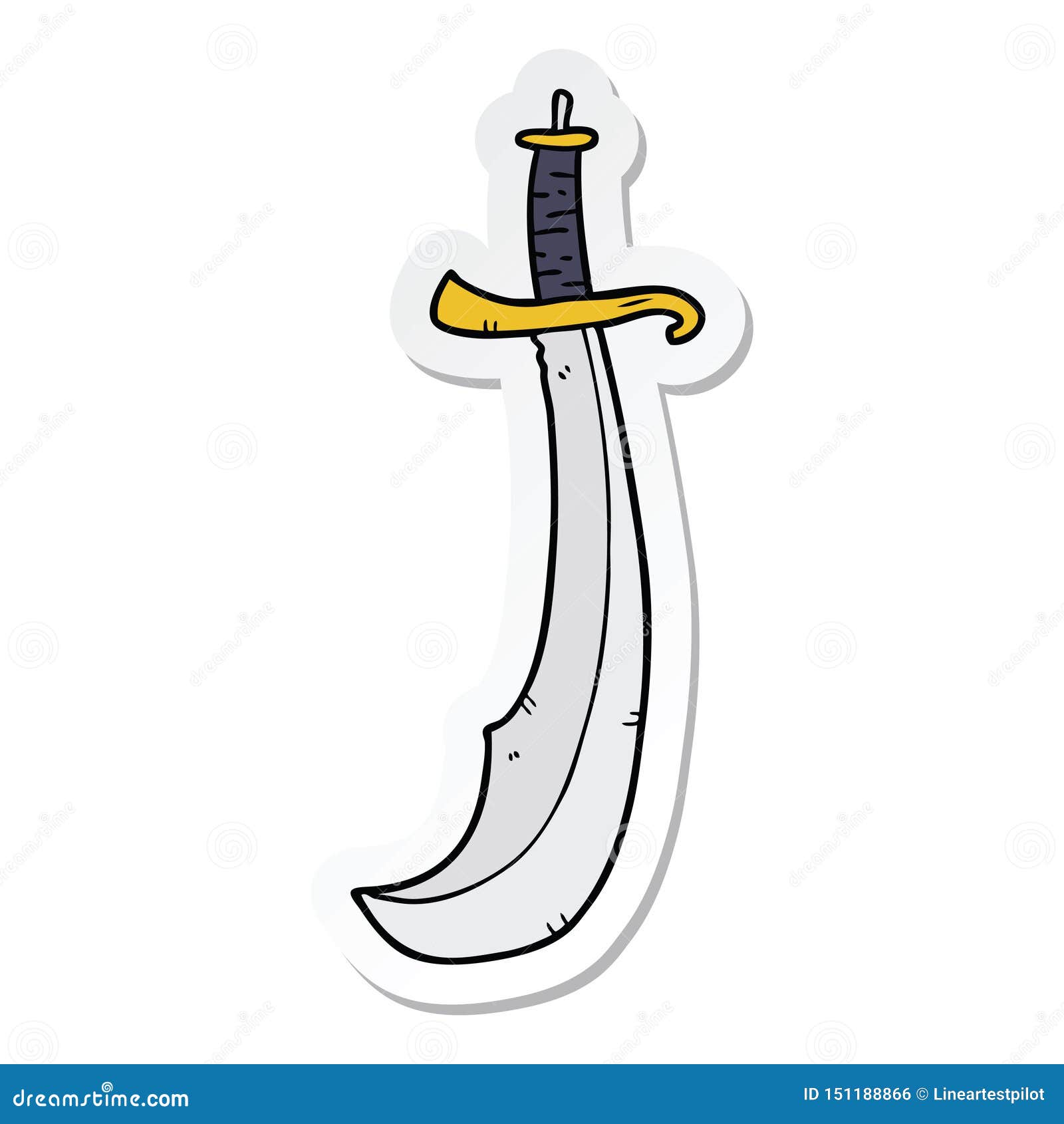 A Creative Sticker of a Cartoon Scimitar Stock Vector - Illustration of ...