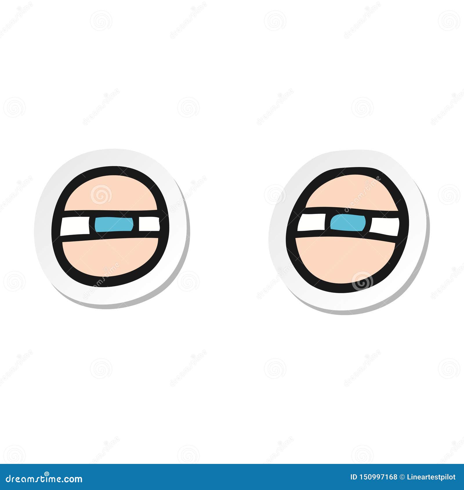 A Creative Sticker of a Cartoon Scowling Eyes Stock Vector ...