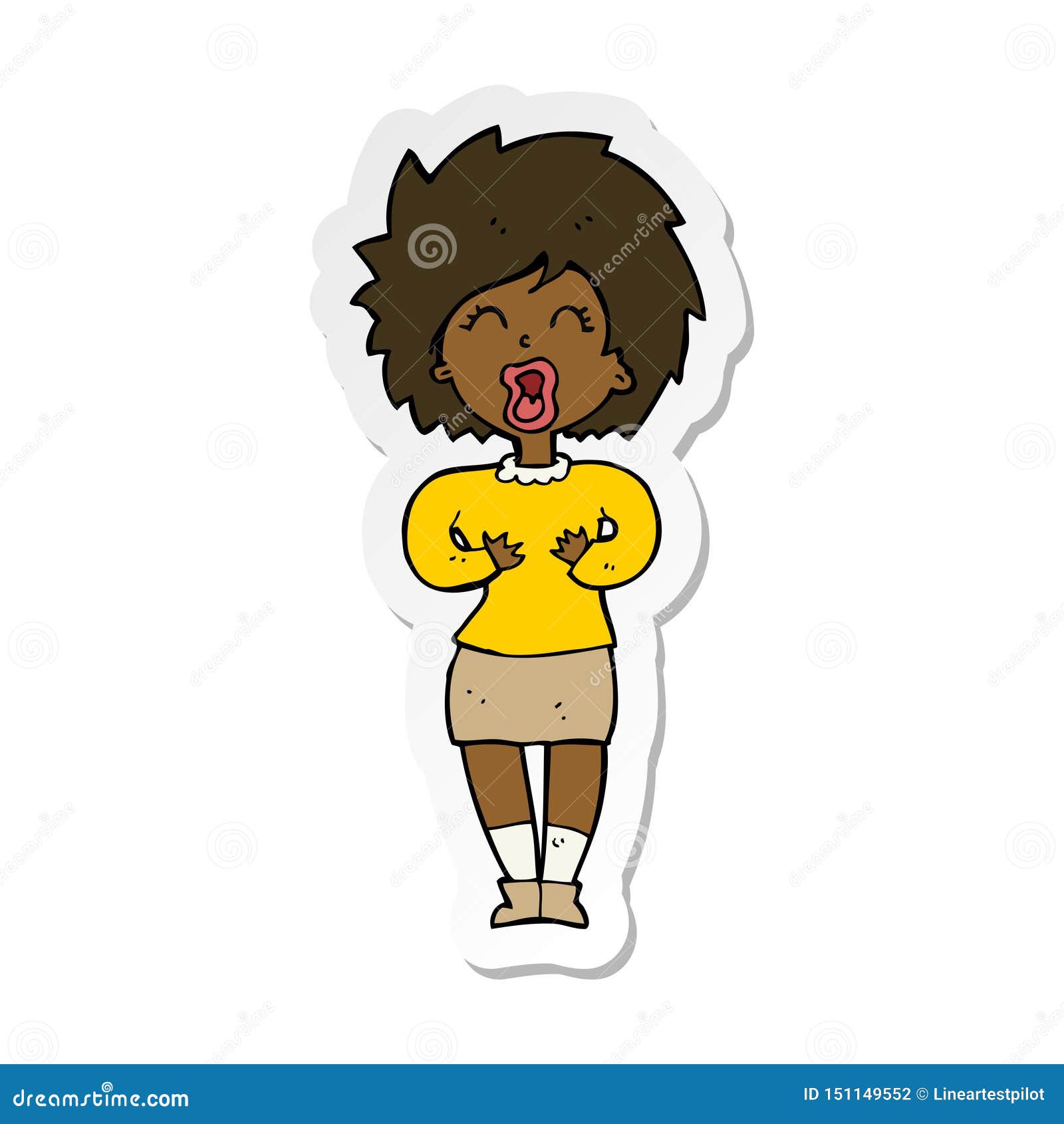 A Creative Sticker of a Cartoon Screaming Woman Stock Vector ...