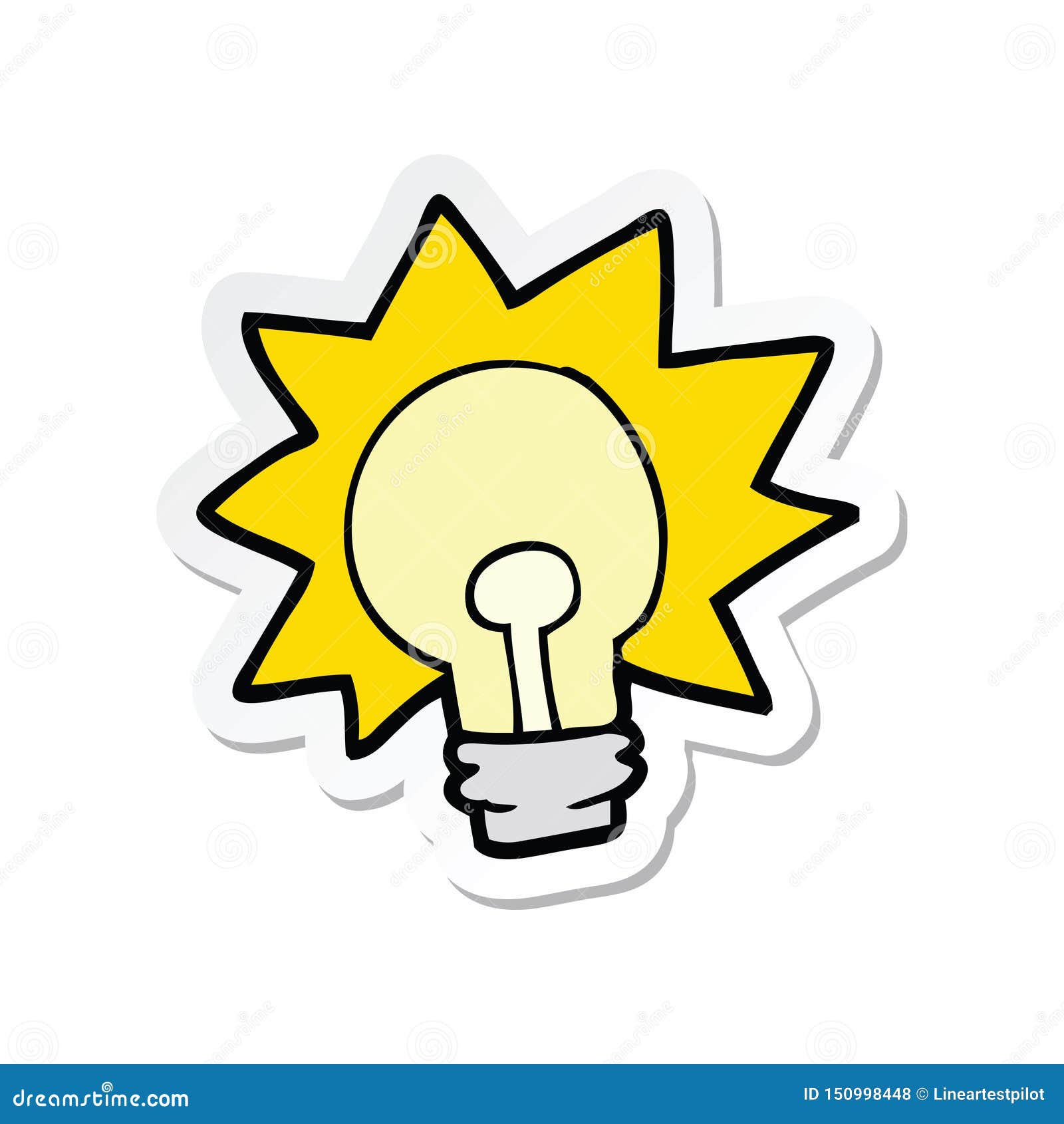A Creative Sticker of a Cartoon Shining Light Bulb Stock Vector ...