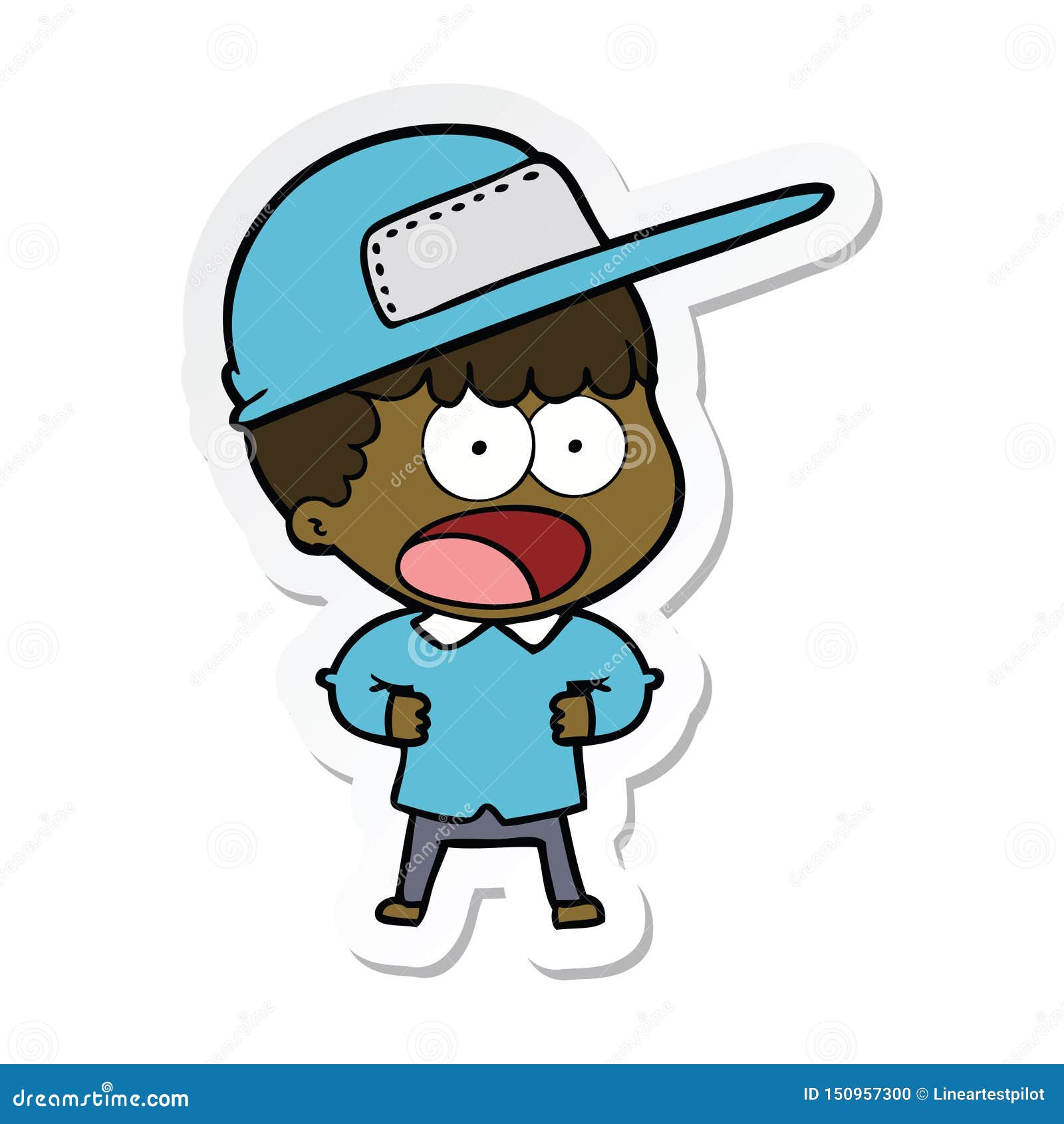 A Creative Sticker of a Cartoon Shocked Man Stock Vector - Illustration ...