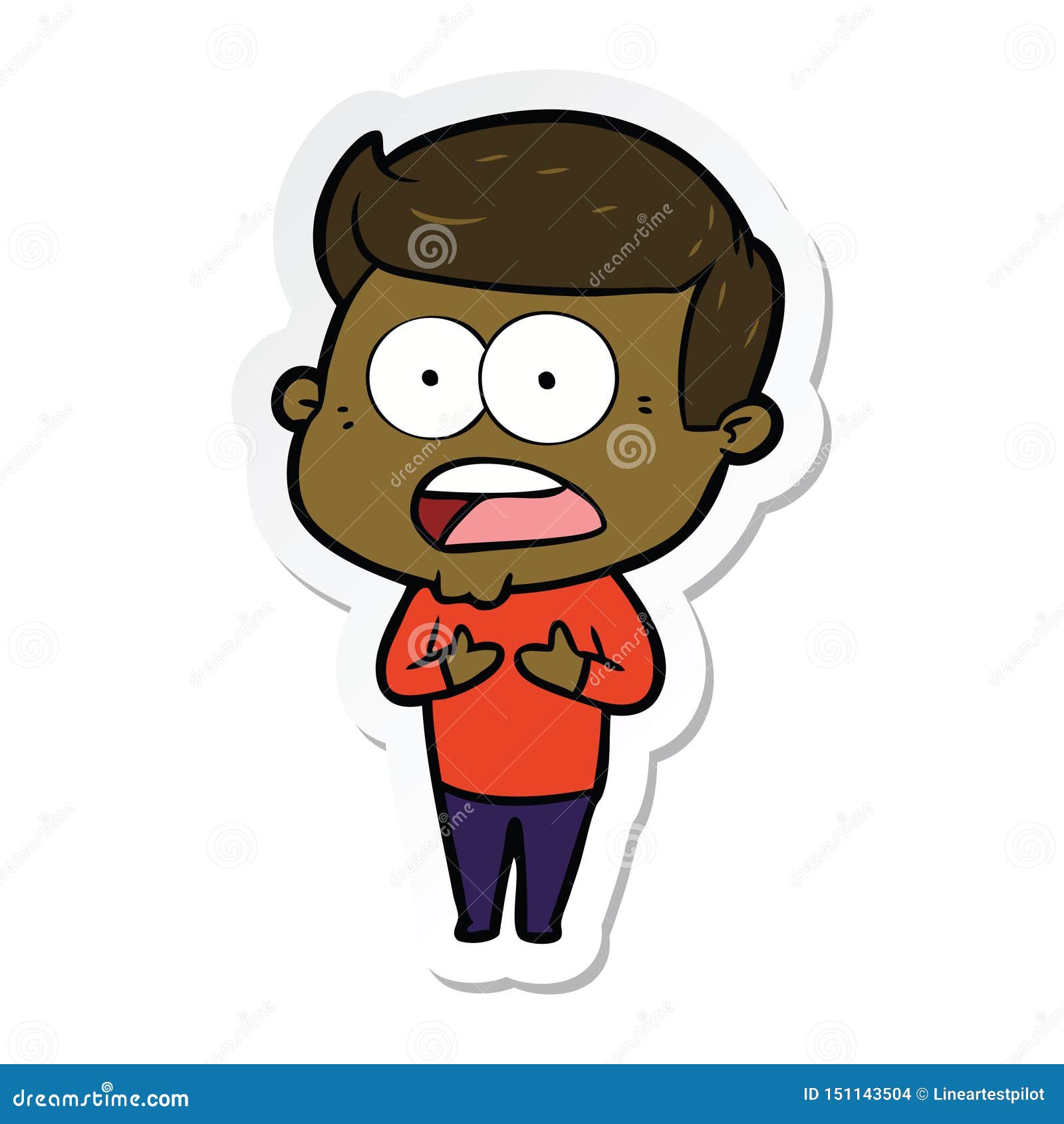 A Creative Sticker of a Cartoon Shocked Man Stock Vector - Illustration ...