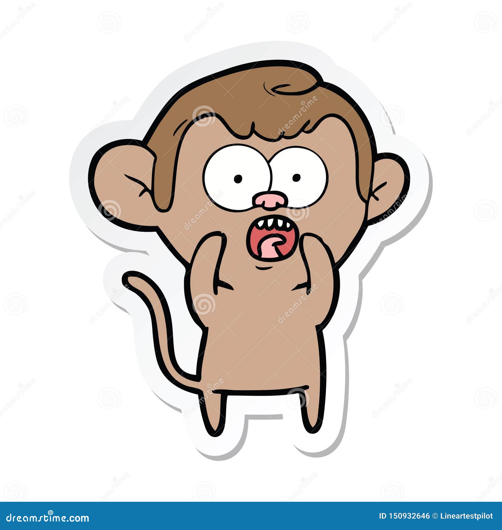 A Creative Sticker of a Cartoon Shocked Monkey Stock Vector ...