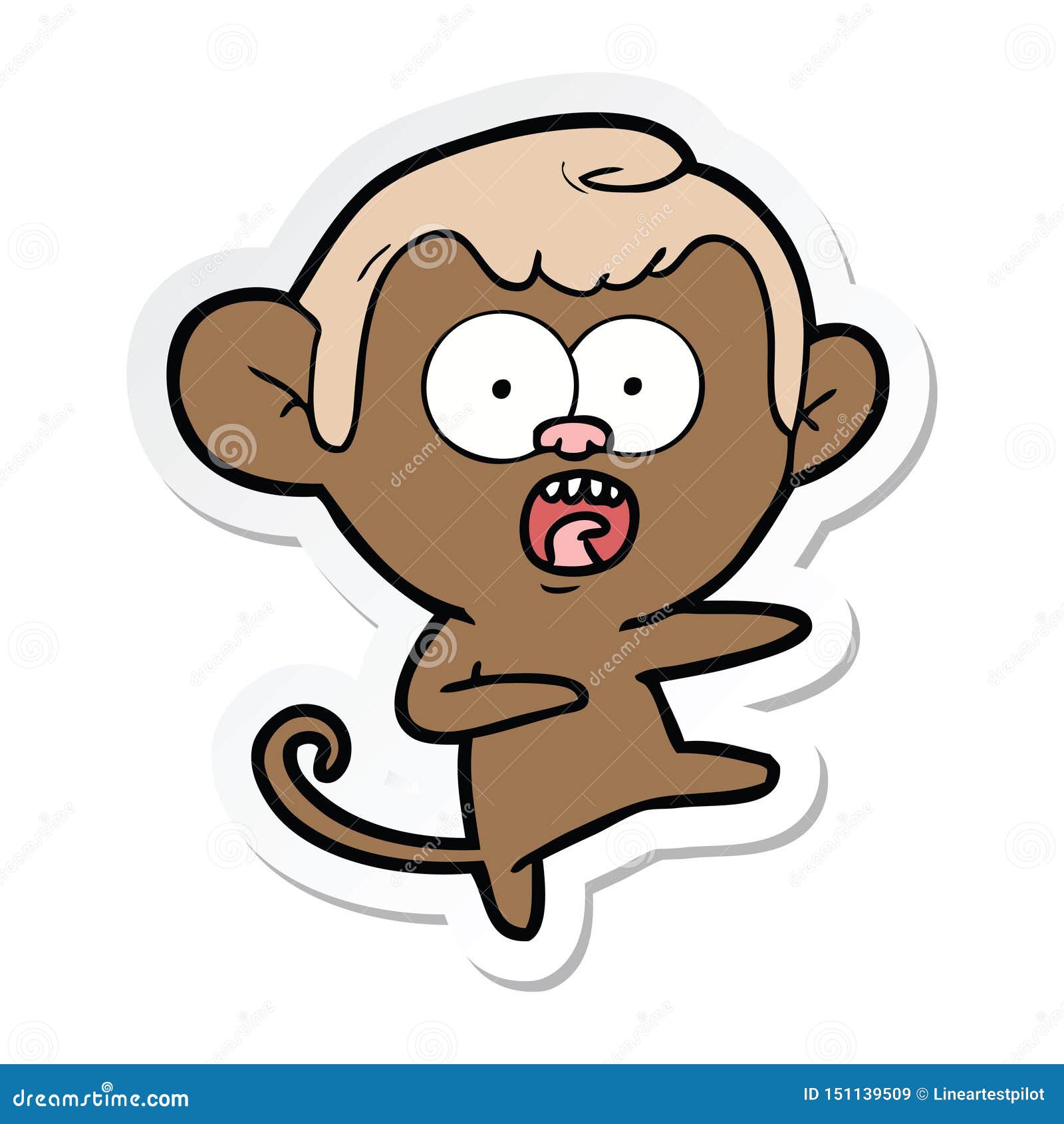 A Creative Sticker of a Cartoon Shocked Monkey Stock Vector ...
