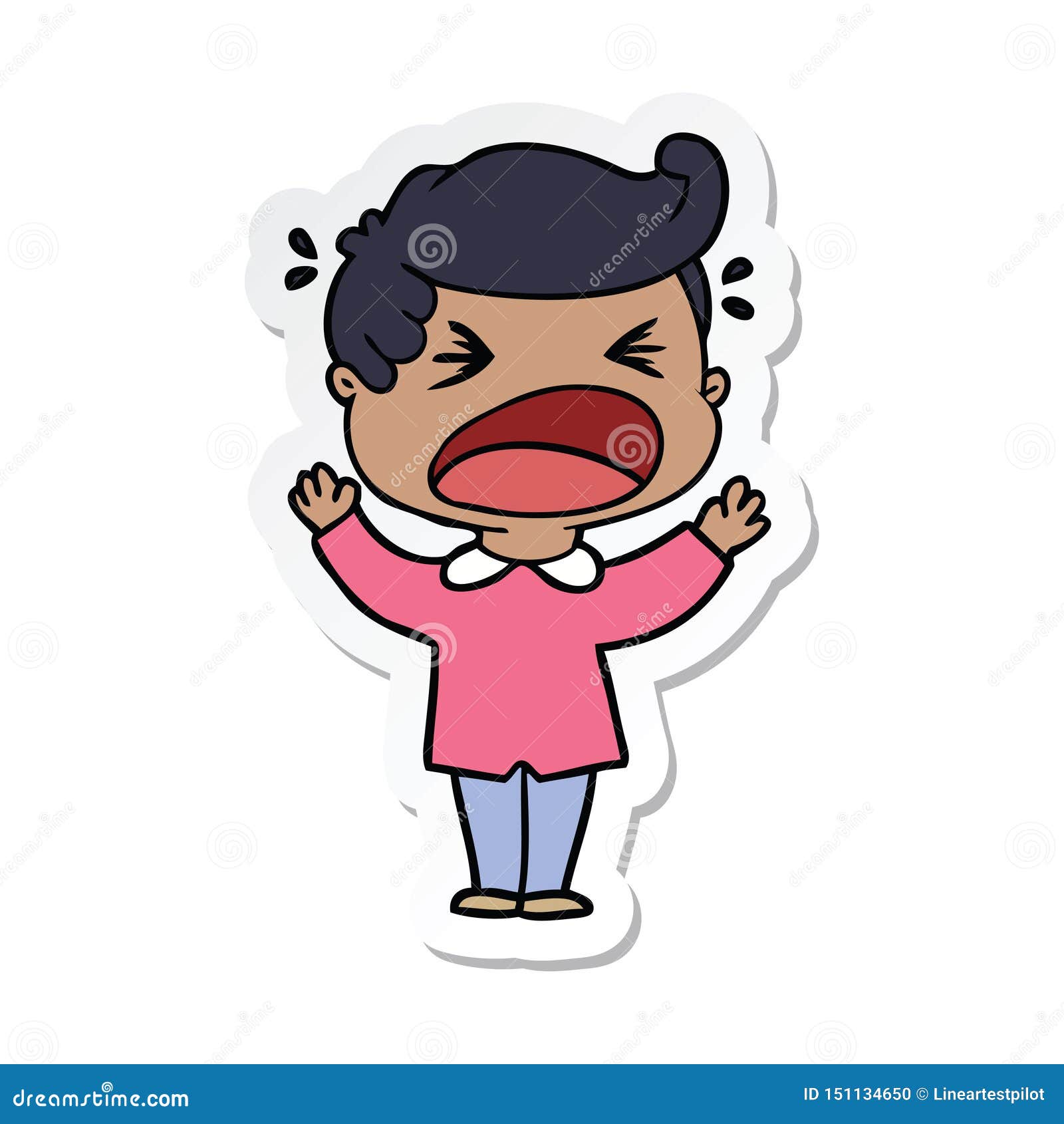A Creative Sticker of a Cartoon Shouting Man Stock Vector ...