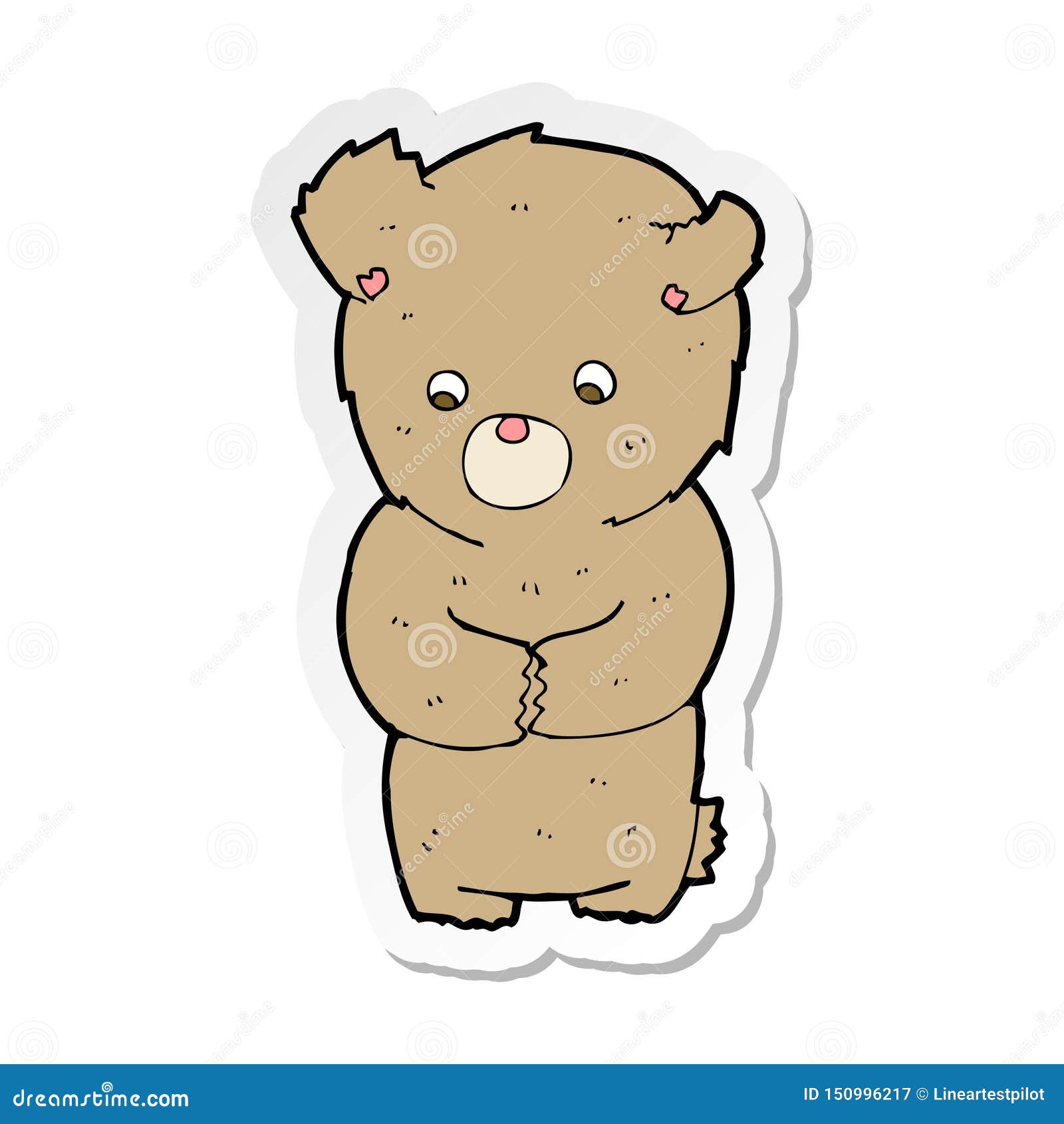 A Creative Sticker of a Cartoon Shy Teddy Bear Stock Vector ...