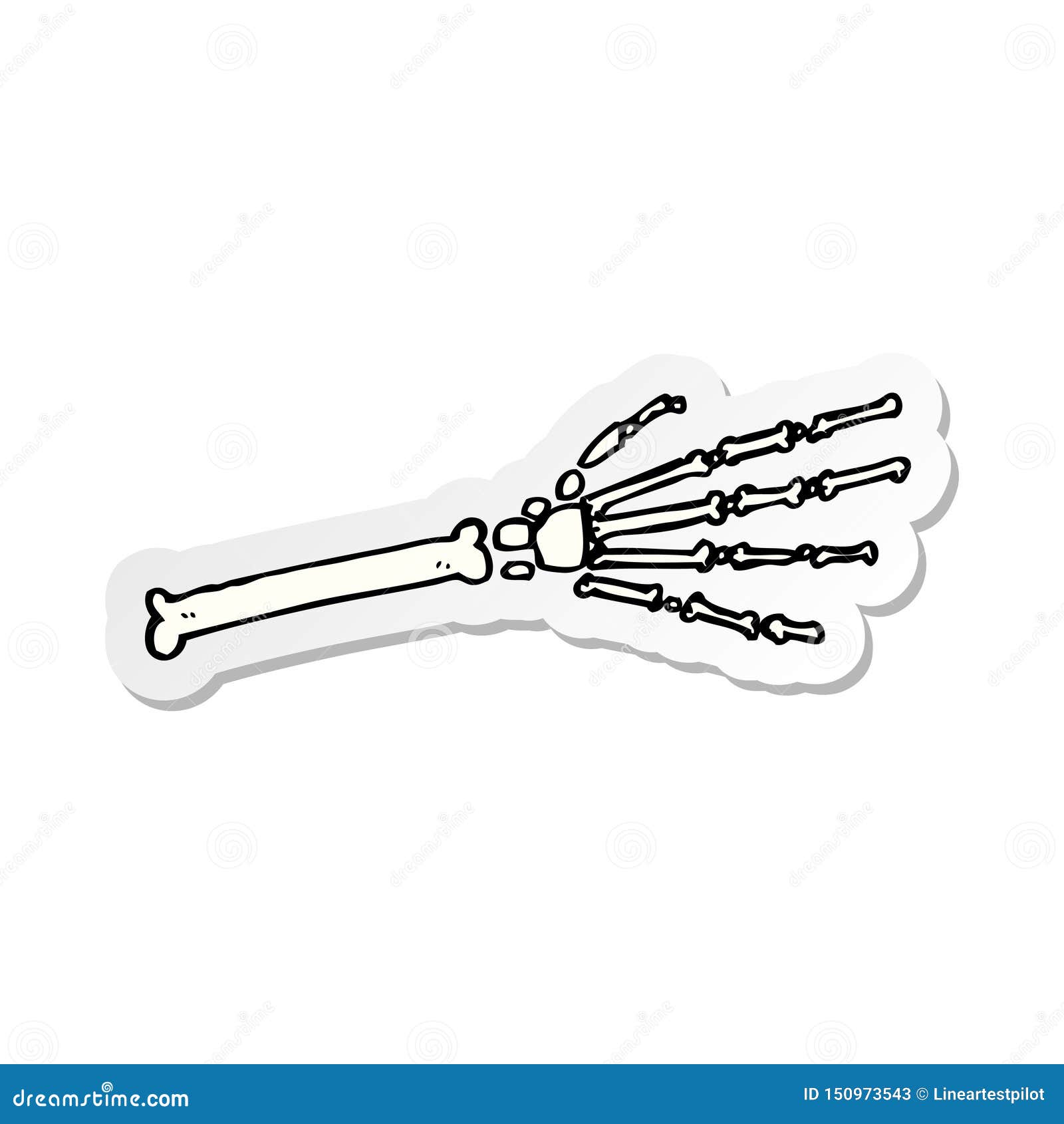 A Creative Sticker of a Cartoon Skeleton Hand Stock Vector ...