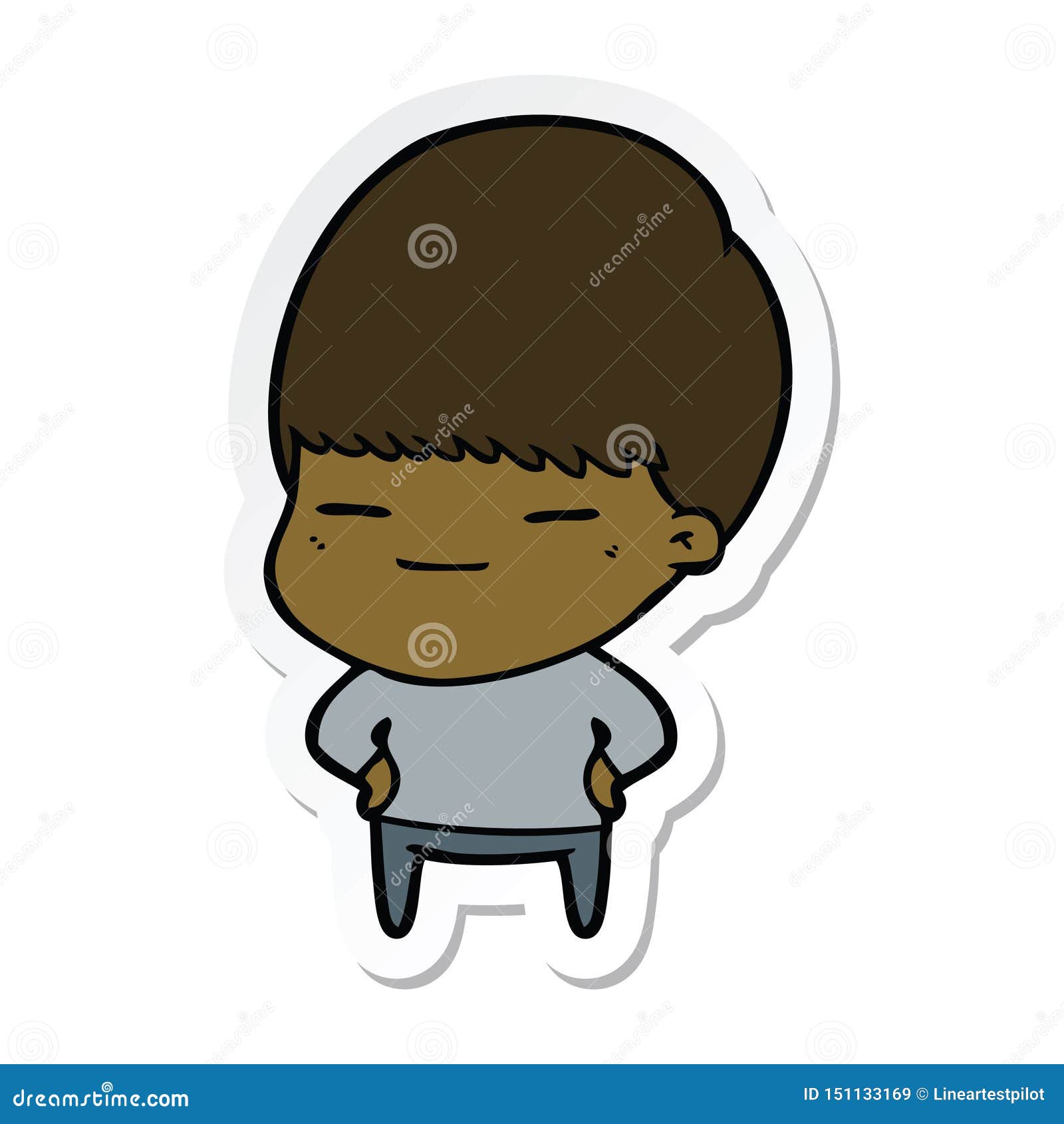 A Creative Sticker of a Cartoon Smug Boy Stock Vector - Illustration of ...
