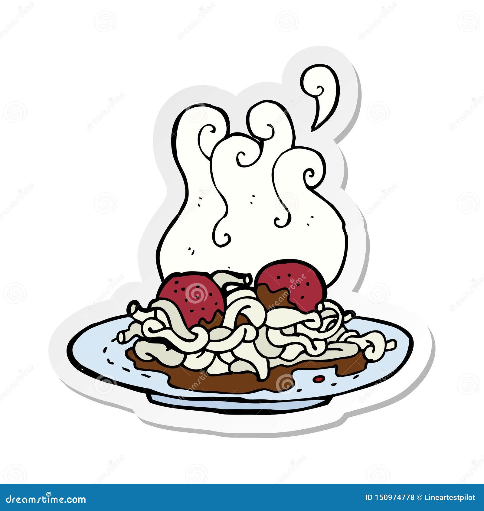 Sticker Spaghetti Character. Vector Hand Drawn Cartoon Kawaii Character ...