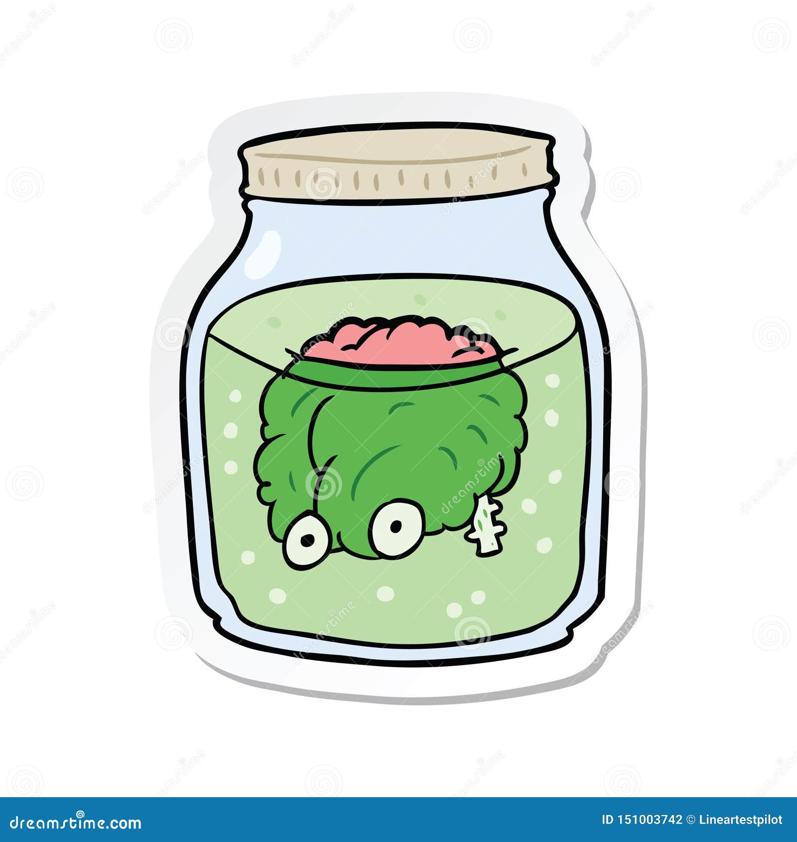 A Creative Sticker of a Cartoon Spooky Brain in Jar Stock Vector ...
