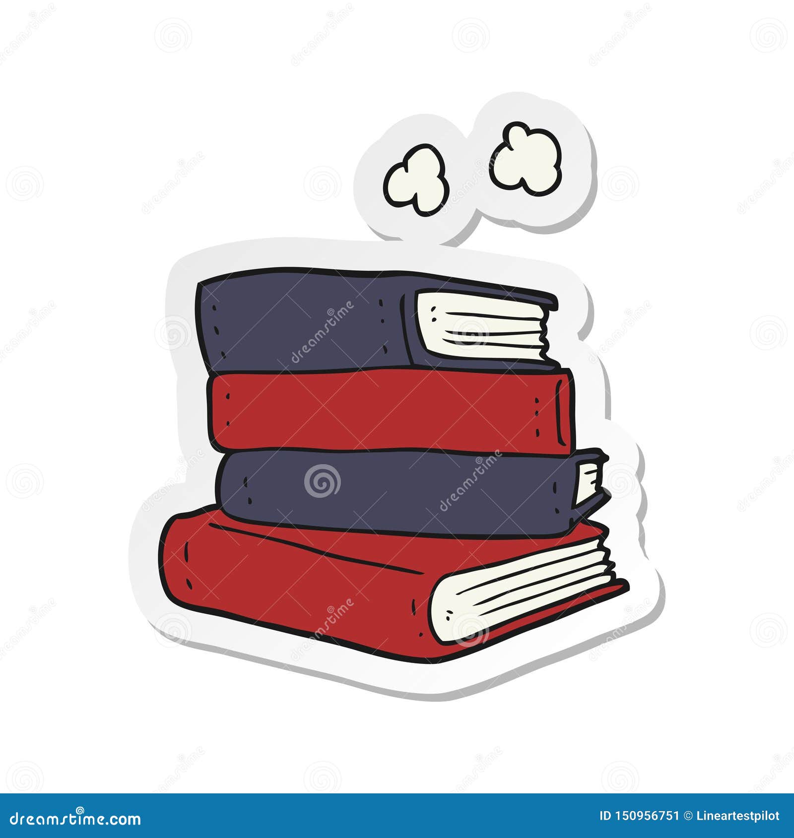Stack Of Red Books And Open Book With White Stars Flying Out. Isolated ...