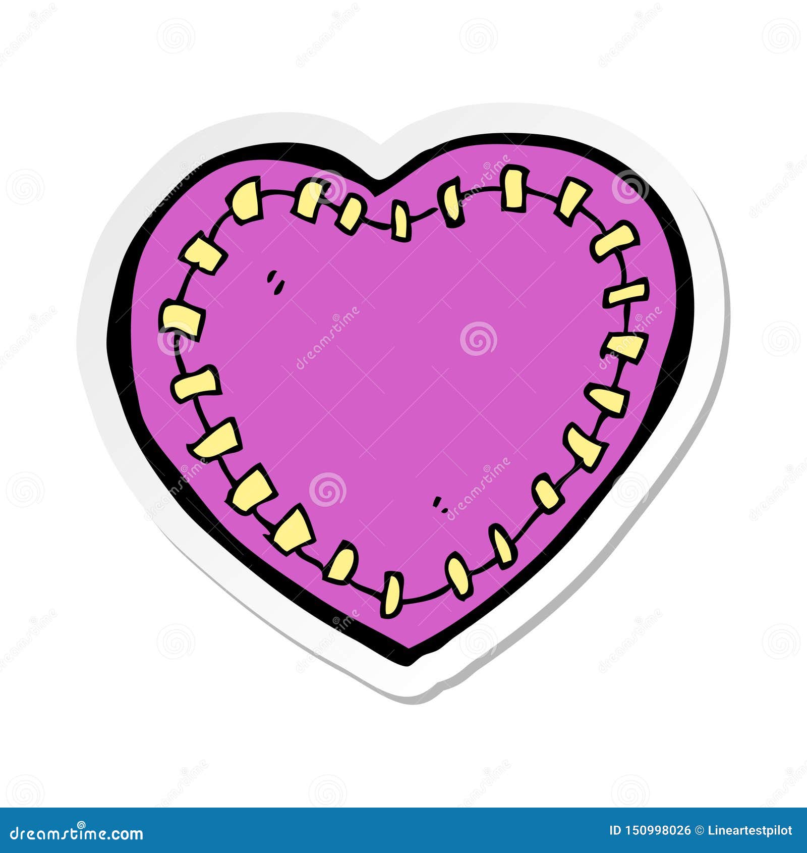 A Creative Sticker of a Cartoon Stitched Heart Stock Vector ...