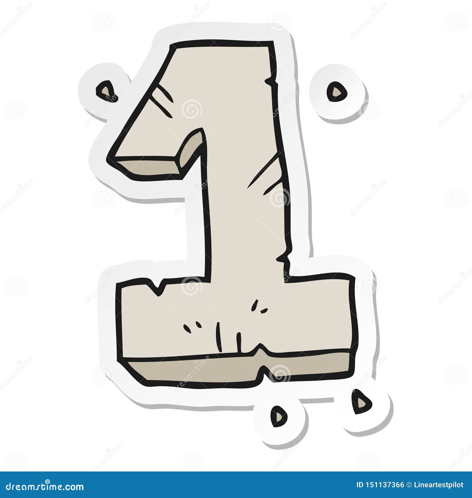 A Creative Sticker of a Cartoon Stone Number One Stock Vector ...