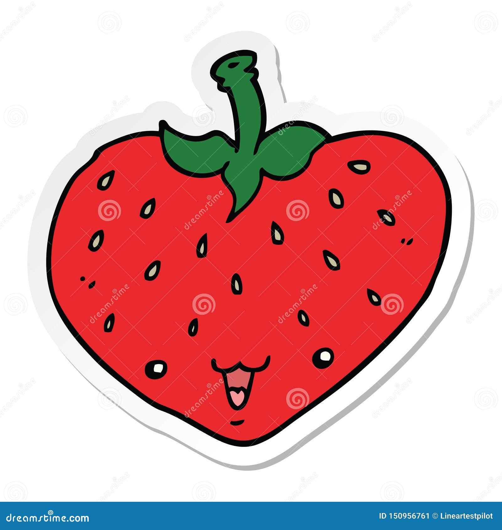 Strawberry Berry Berries Food Healthy Fruit Cute Cartoon Sticker Label ...