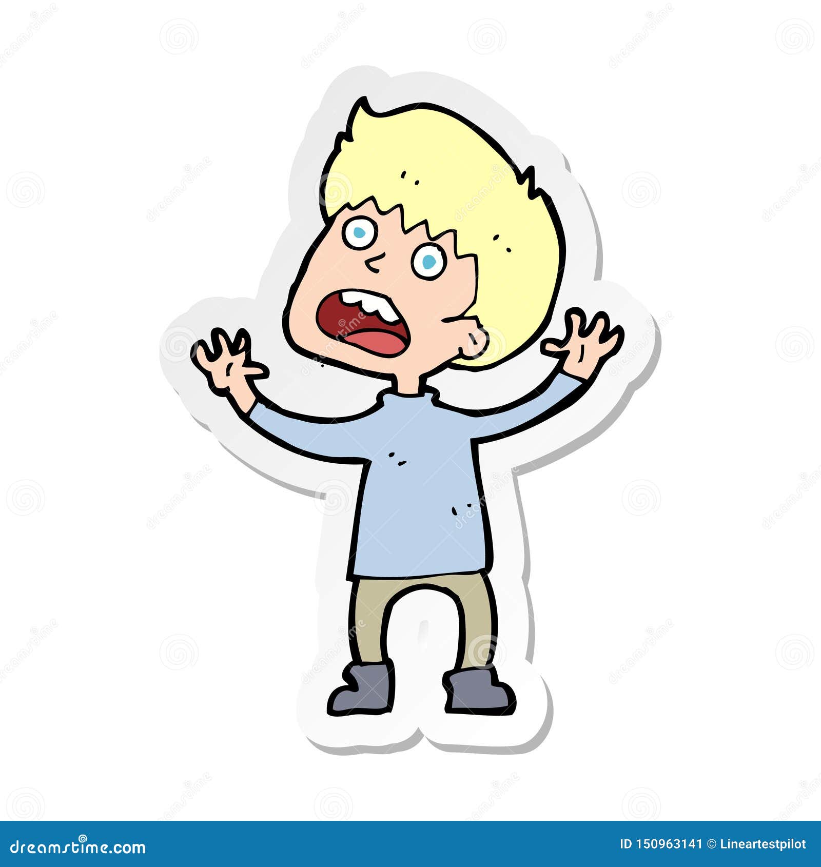 A Creative Sticker of a Cartoon Stressed Boy Stock Vector ...