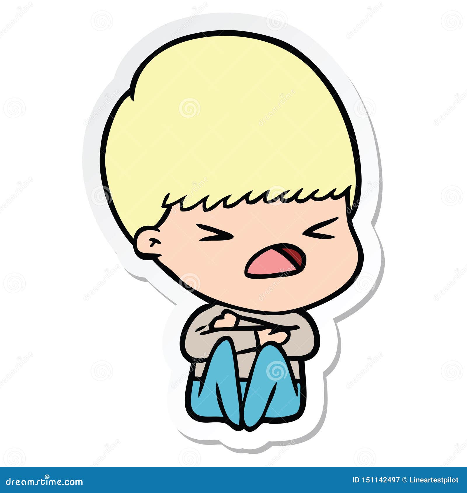 A Creative Sticker of a Cartoon Stressed Man Stock Vector ...