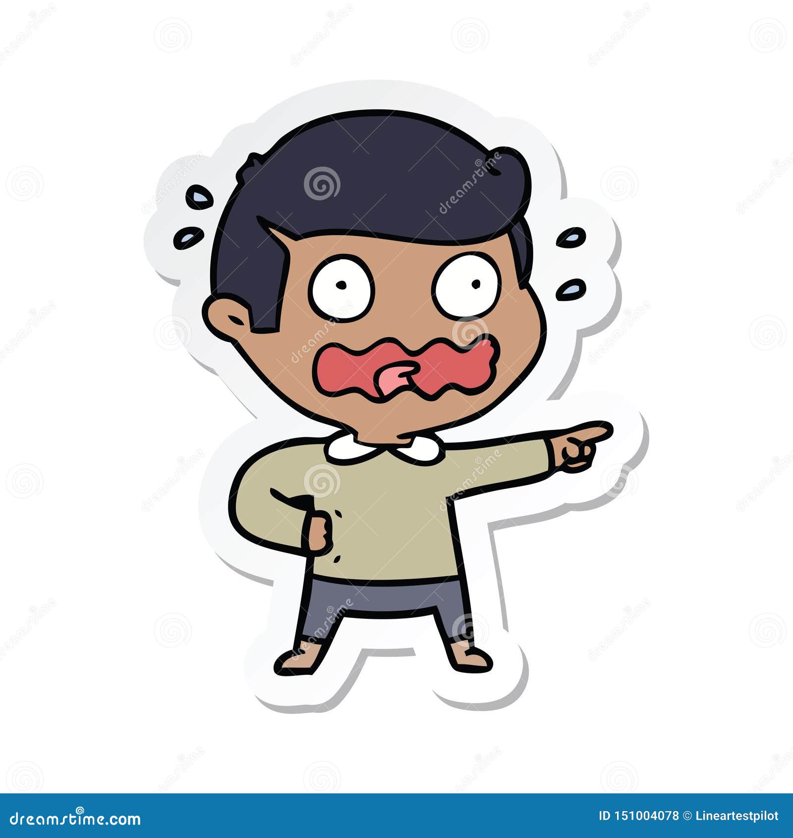 A Creative Sticker of a Cartoon Stressed Out Pointing Stock Vector ...