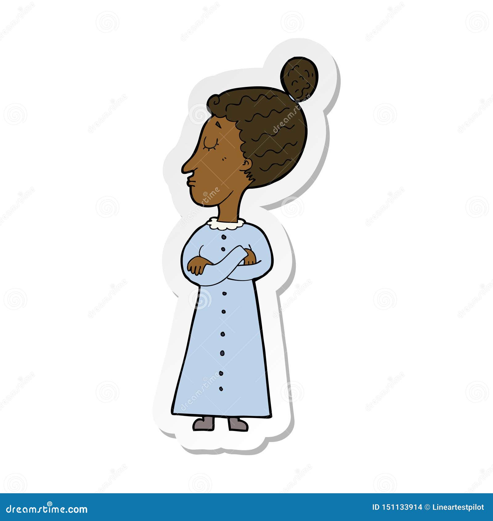 A Creative Sticker of a Cartoon Strict Victorian Teacher Stock Vector ...