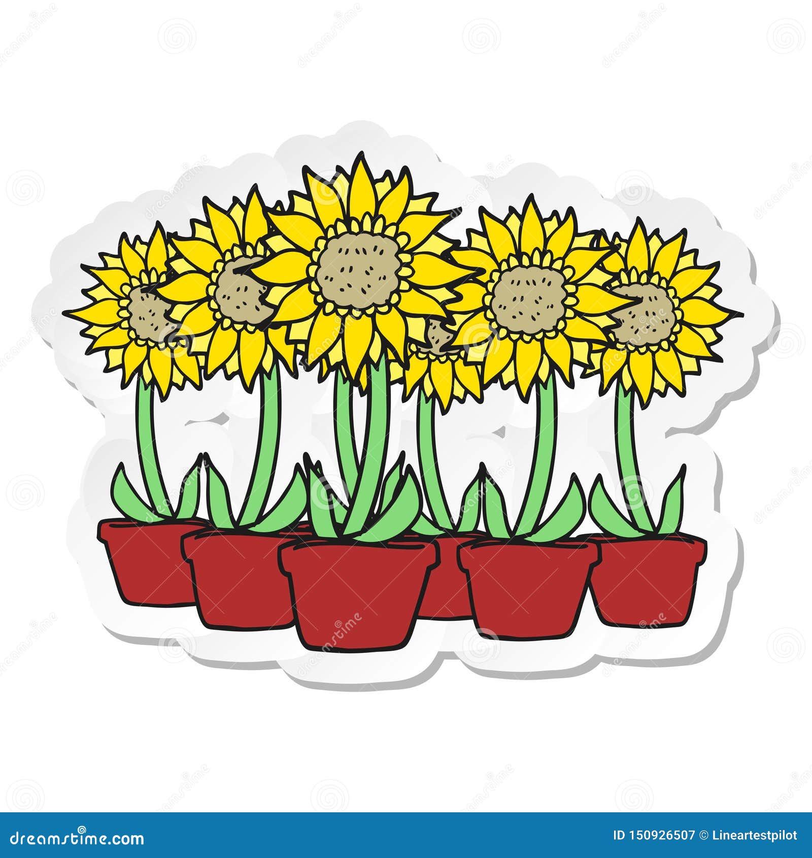 A Creative Sticker of a Cartoon Sunflowers Stock Vector - Illustration ...